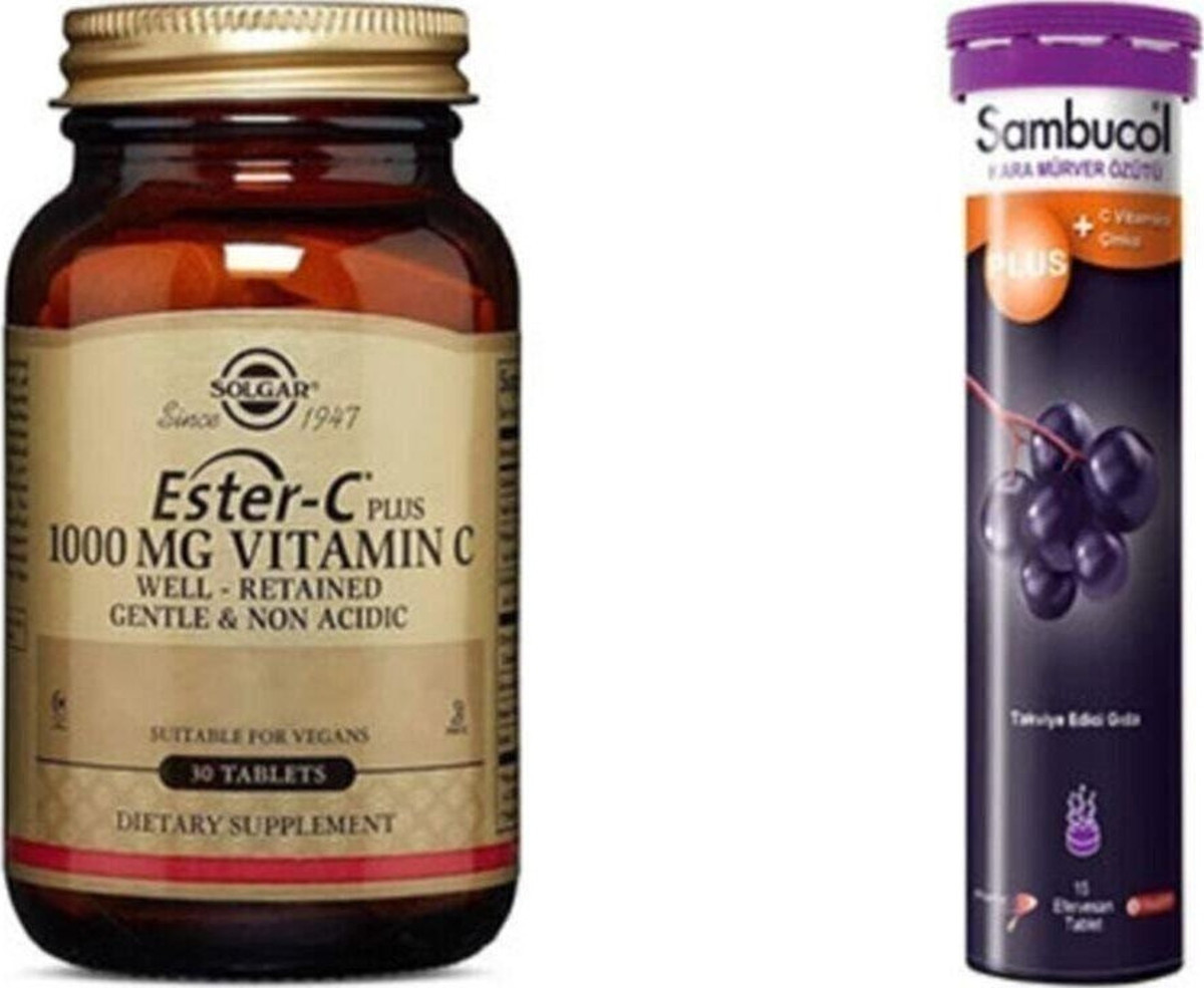 Solgar Ester C - Plus 1000 Mg 30 Tablet + Sambucol 15 Efervesan - idefix