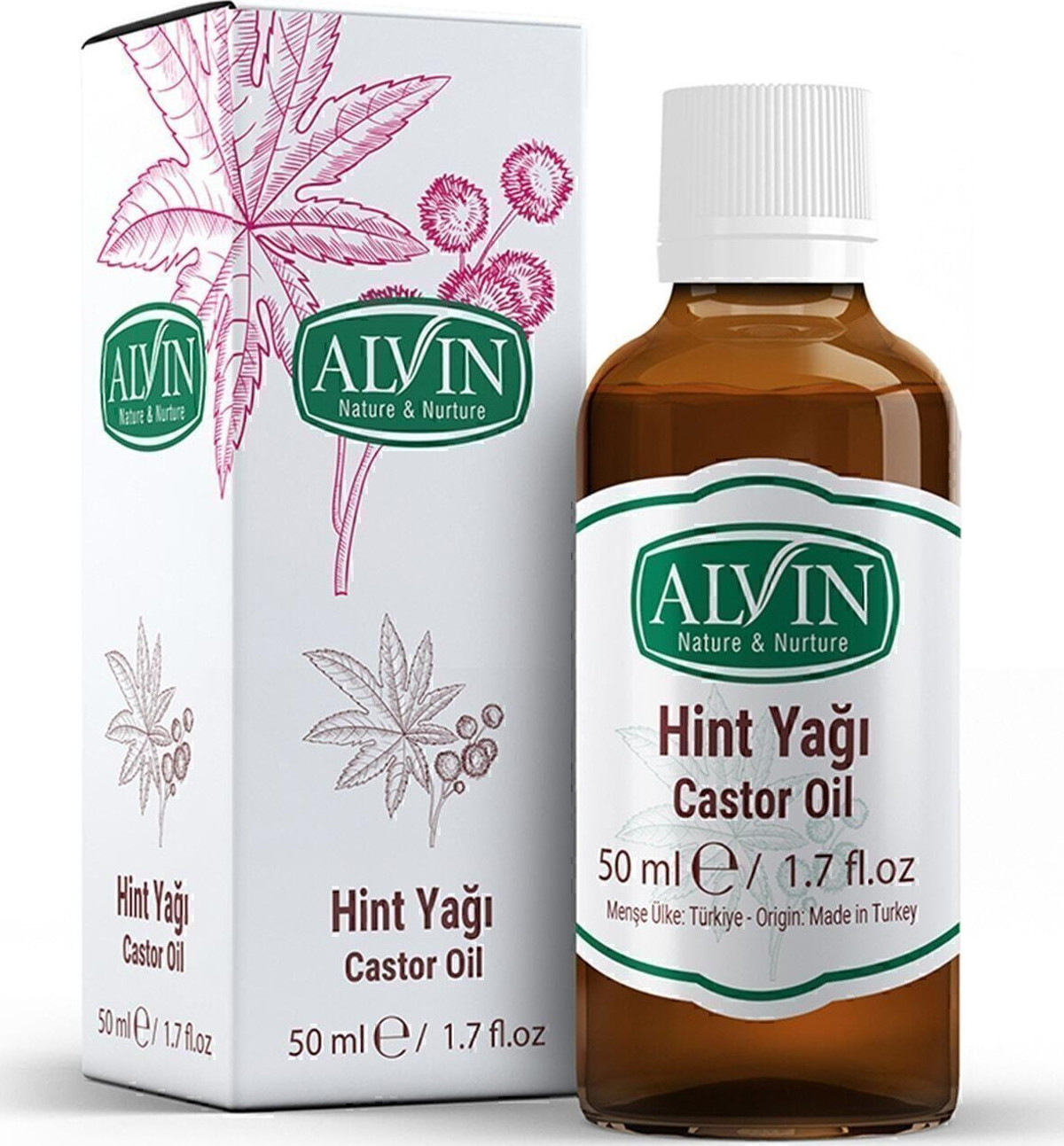 Alvin Hint Yağı (Castor Oil) Soğuk Sıkım %100 Saf Ve Doğal 50 Ml - idefix