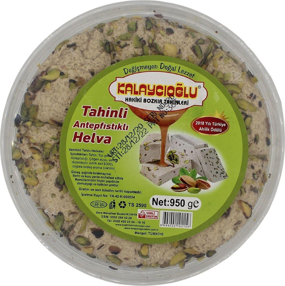 Kalaycıoğlu Antep Fıstıklı Helva 950 Gr.