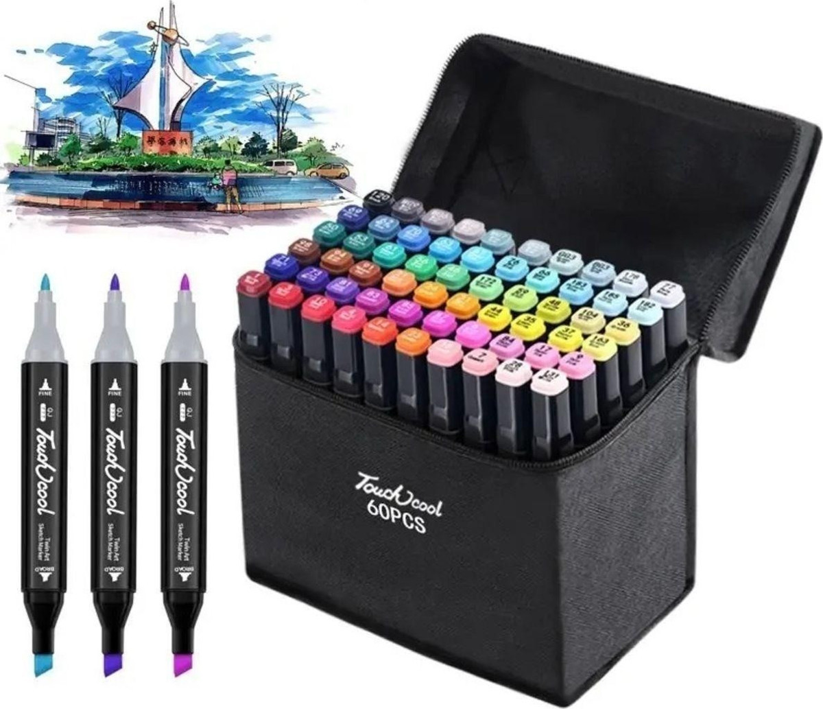 60 Renk Marker Resim Mimari Ve Grafik Tasarım Kalemi 60 LI Çift Taraflı ...