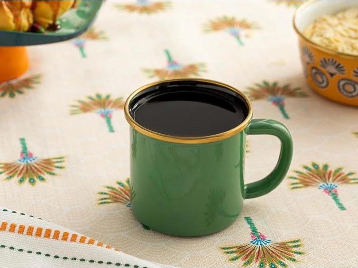 Bonera Emaye Yeşil Kupa Kamp Kahve Bardak - idefix