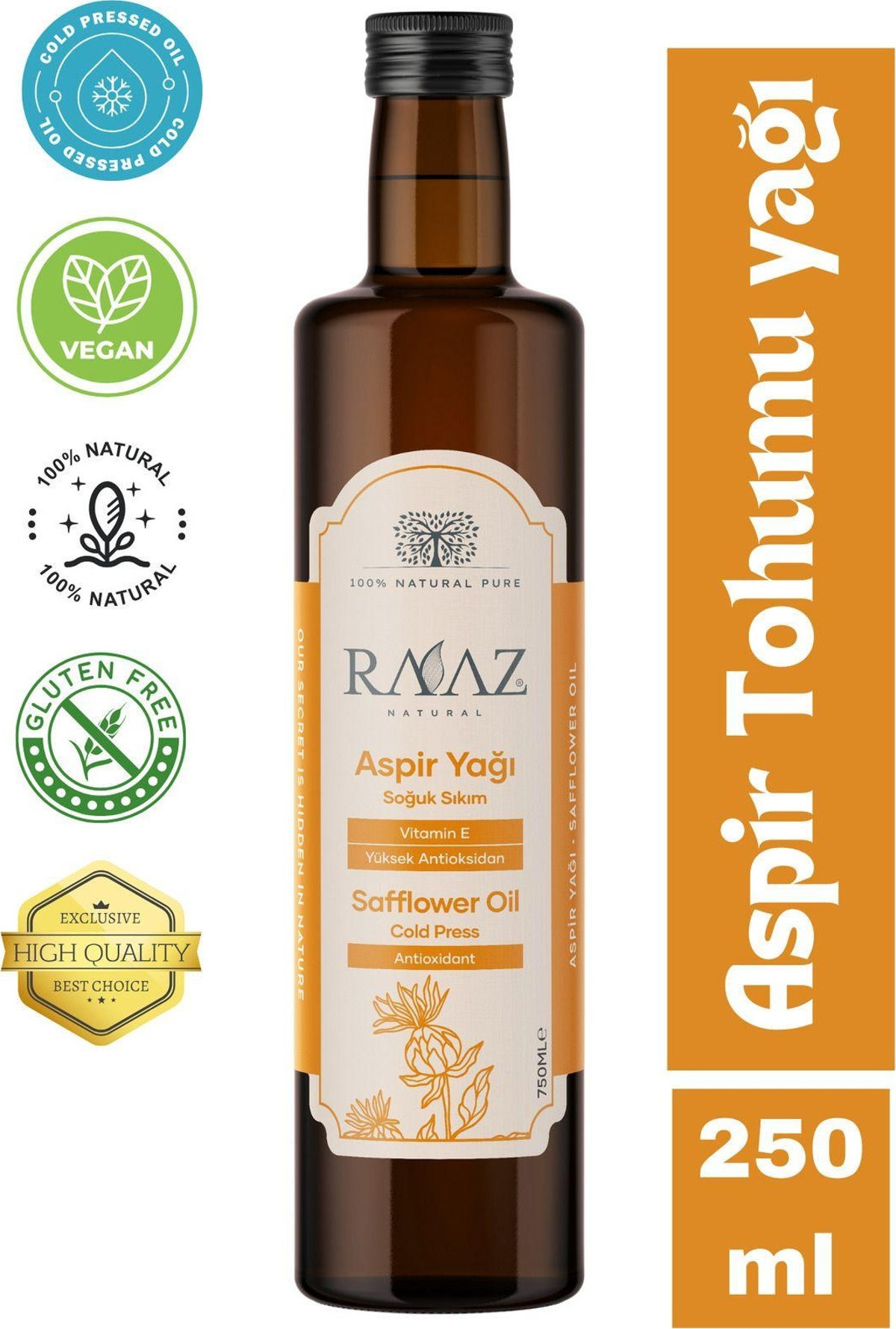 Raaz Aspir Tohumu Yağı %100 Saf Yüksek Oleik 250 Ml - idefix