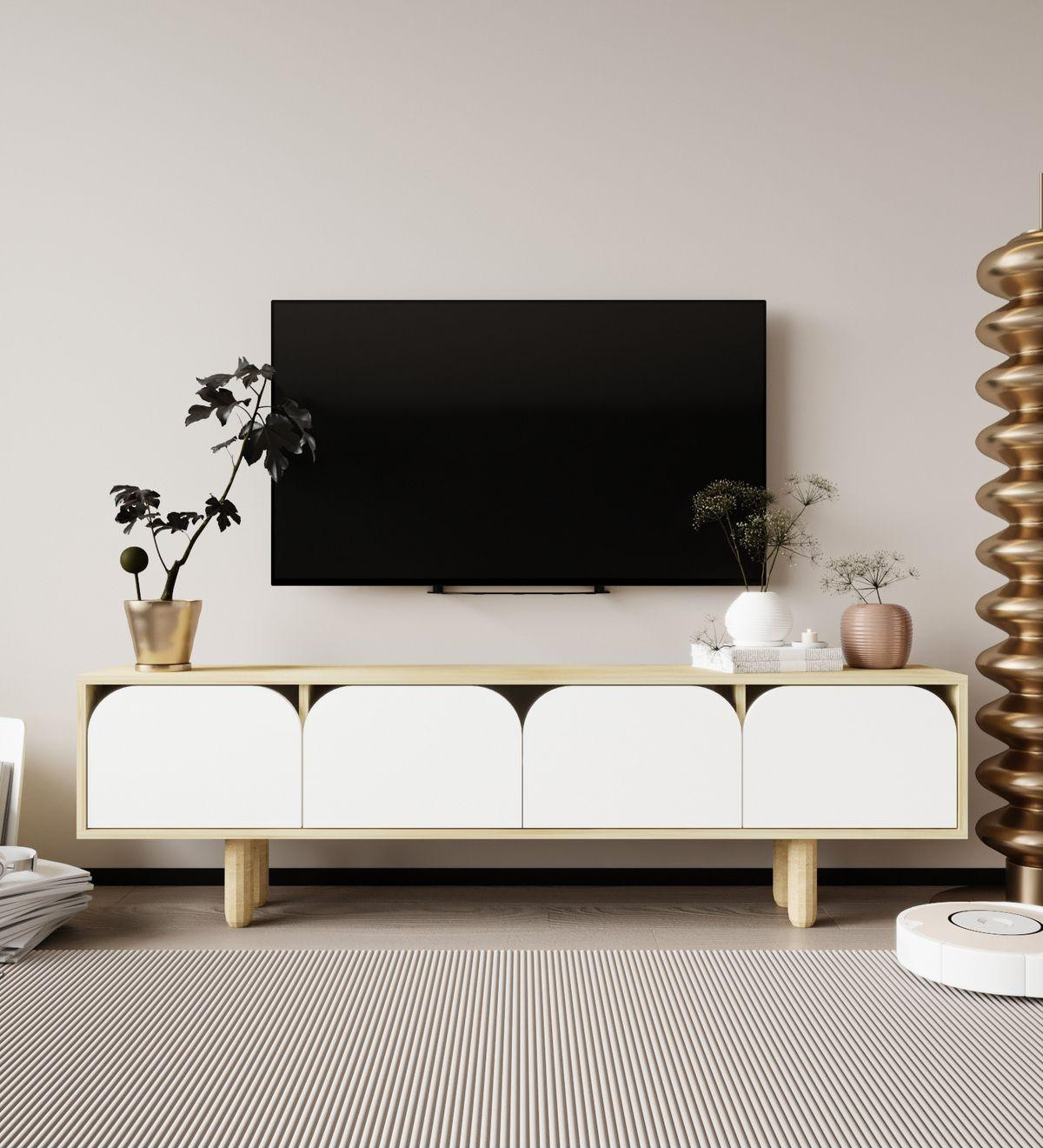 Vm Vertex Mobilya Lazio Bohem Ahşap Ayaklı Tv Ünitesi Tv Sehpası Safir ...