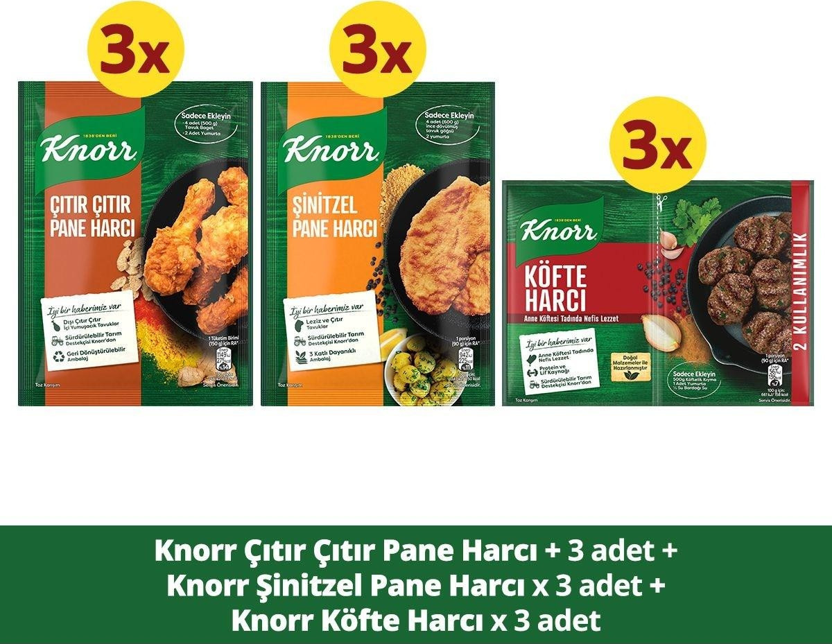 Knorr Harç Paketi Pane Harcı 90g / Köfte Harcı 82g / Çıtır Pane Harcı ...