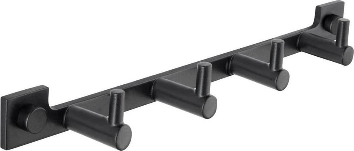 Tema Prima Banyo Askısı 4 lü Askılık Bornozluk Mat Siyah Paslanmaz - idefix