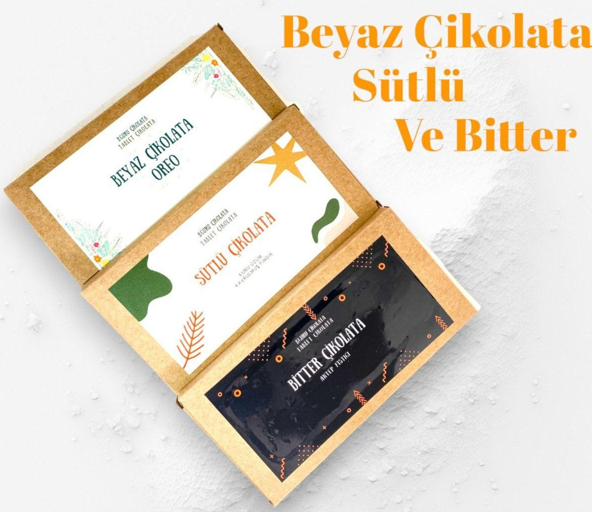 Guruyemiş Box 3Lü Tablet Çikolata Seti / Oreolu Beyaz / Üzüm Fındık ...