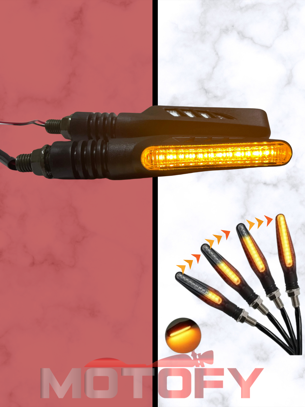 İNCE MODEL KAYAN LED MOTOSİKLET SİNYALİ TAKIMI (2 ADET) - idefix
