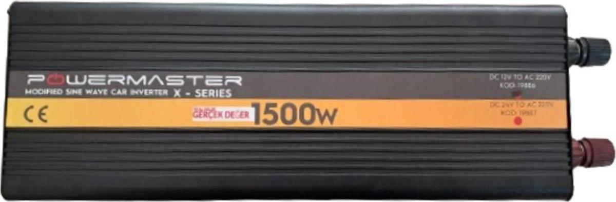 Powermaster 12V Volt 1.5Kw 1500W Watt Modifiye Sinus İnverter 220 ...
