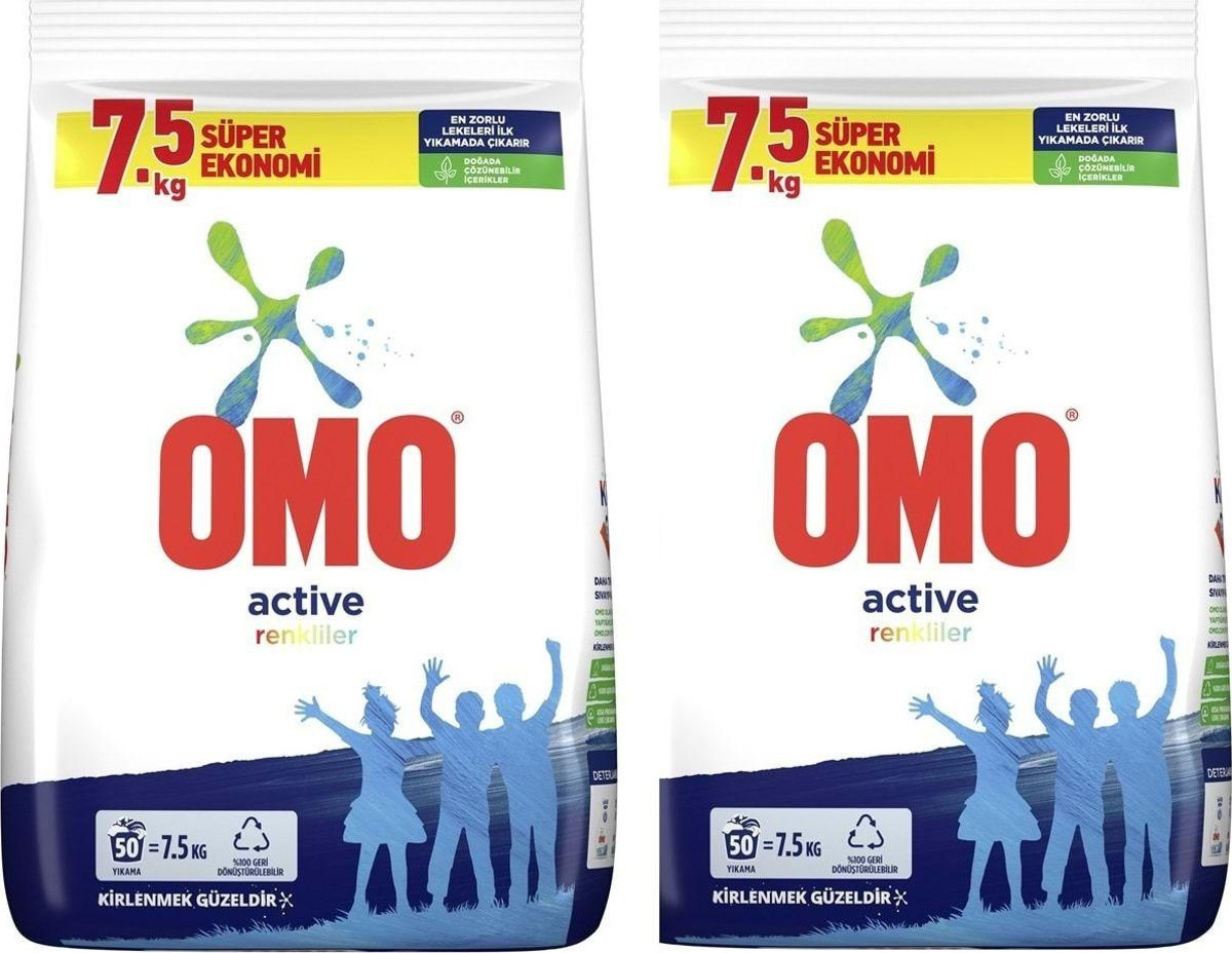 Omo Matik Çamaşır Deterjanı 15Kg Color/Renkli (100 Yıkama) (2Pk*7.5Kg ...