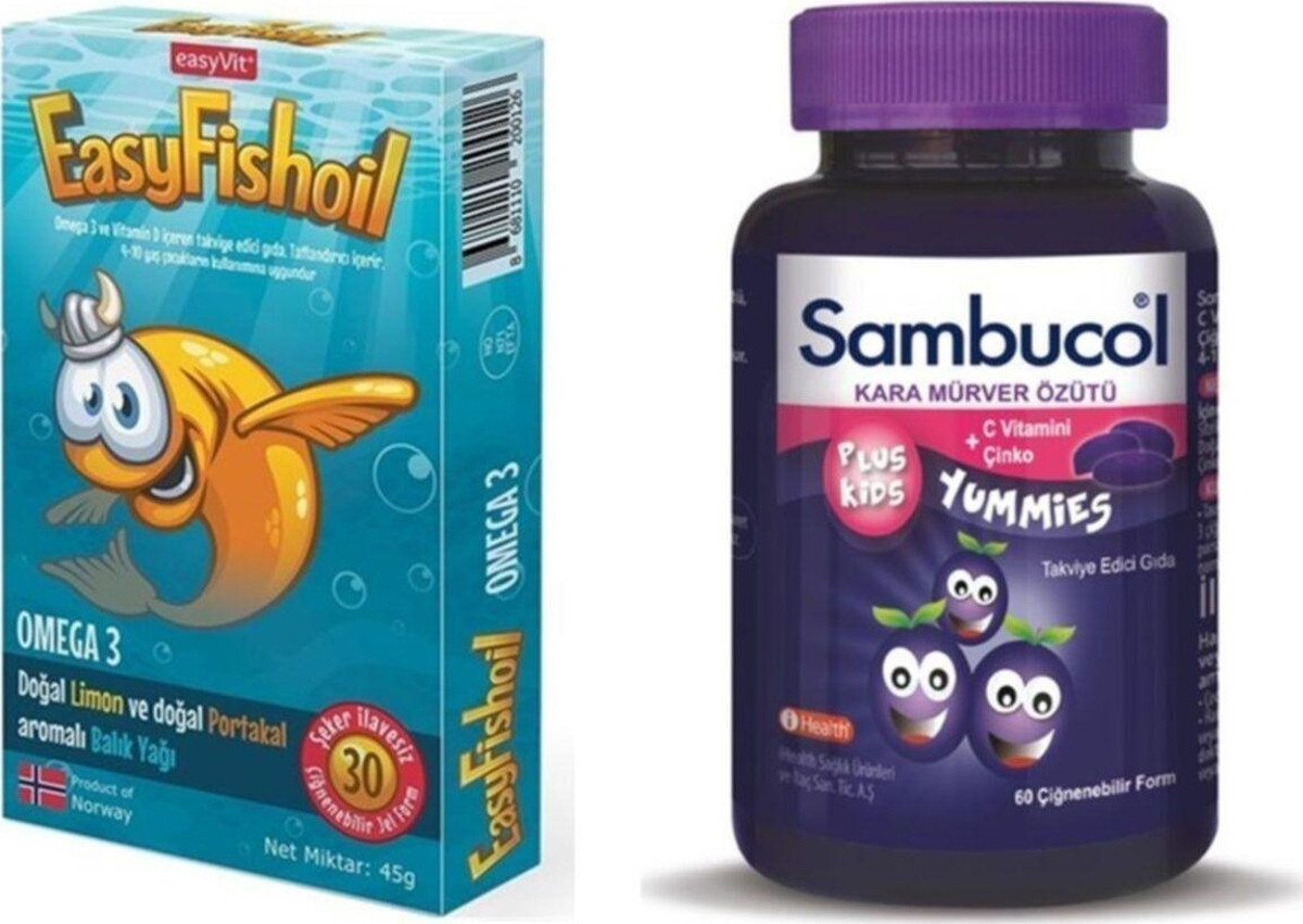 Easy Fishoil Easyfishoil Omega 3 + Sambucol Plus Kids Yummies 60 Tablet ...