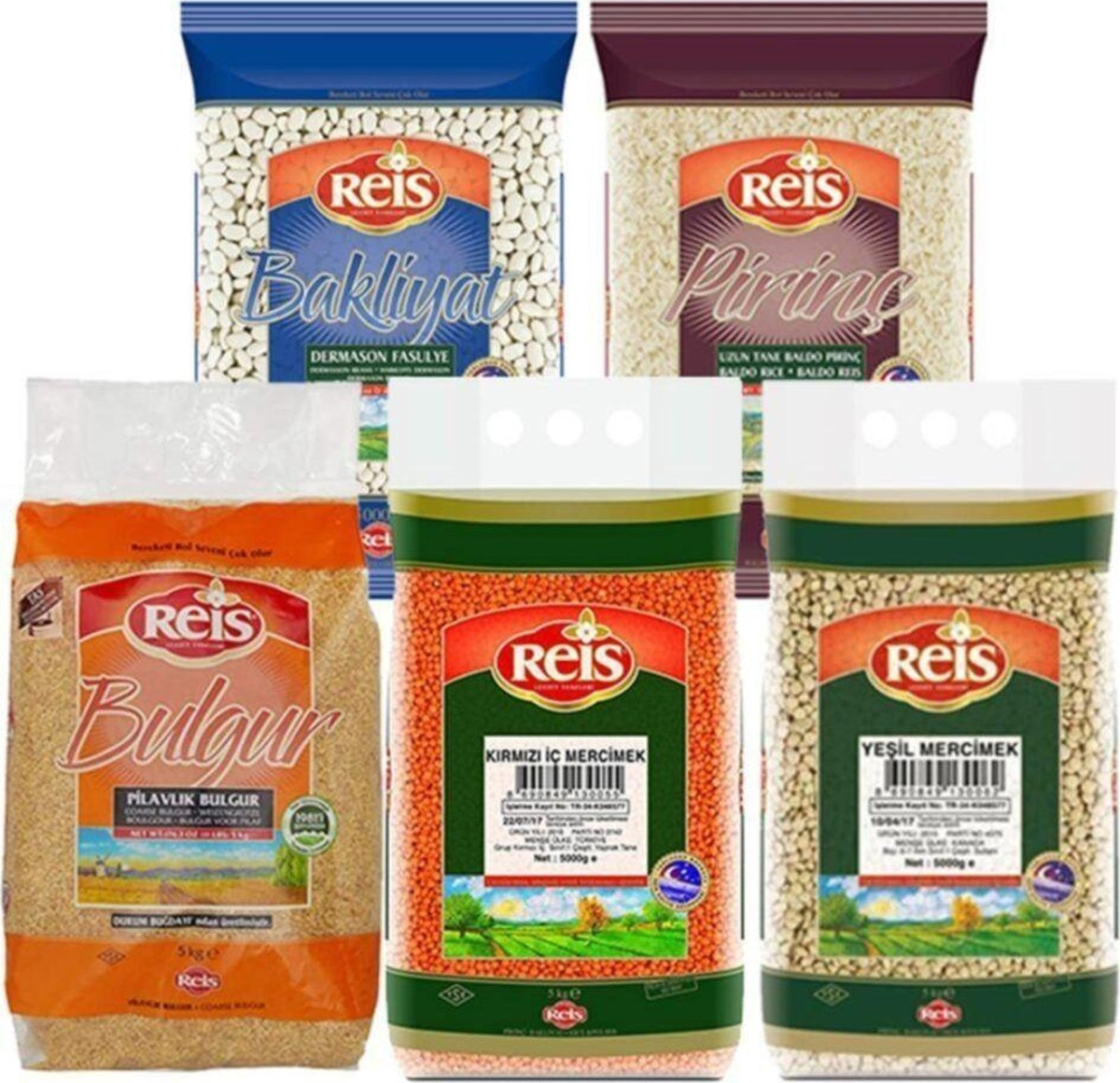 Reis Baldo Pirinç, Fasulye, Kırmızı Ve Yeşil Mercimek, Bulgur 5 Kg - idefix