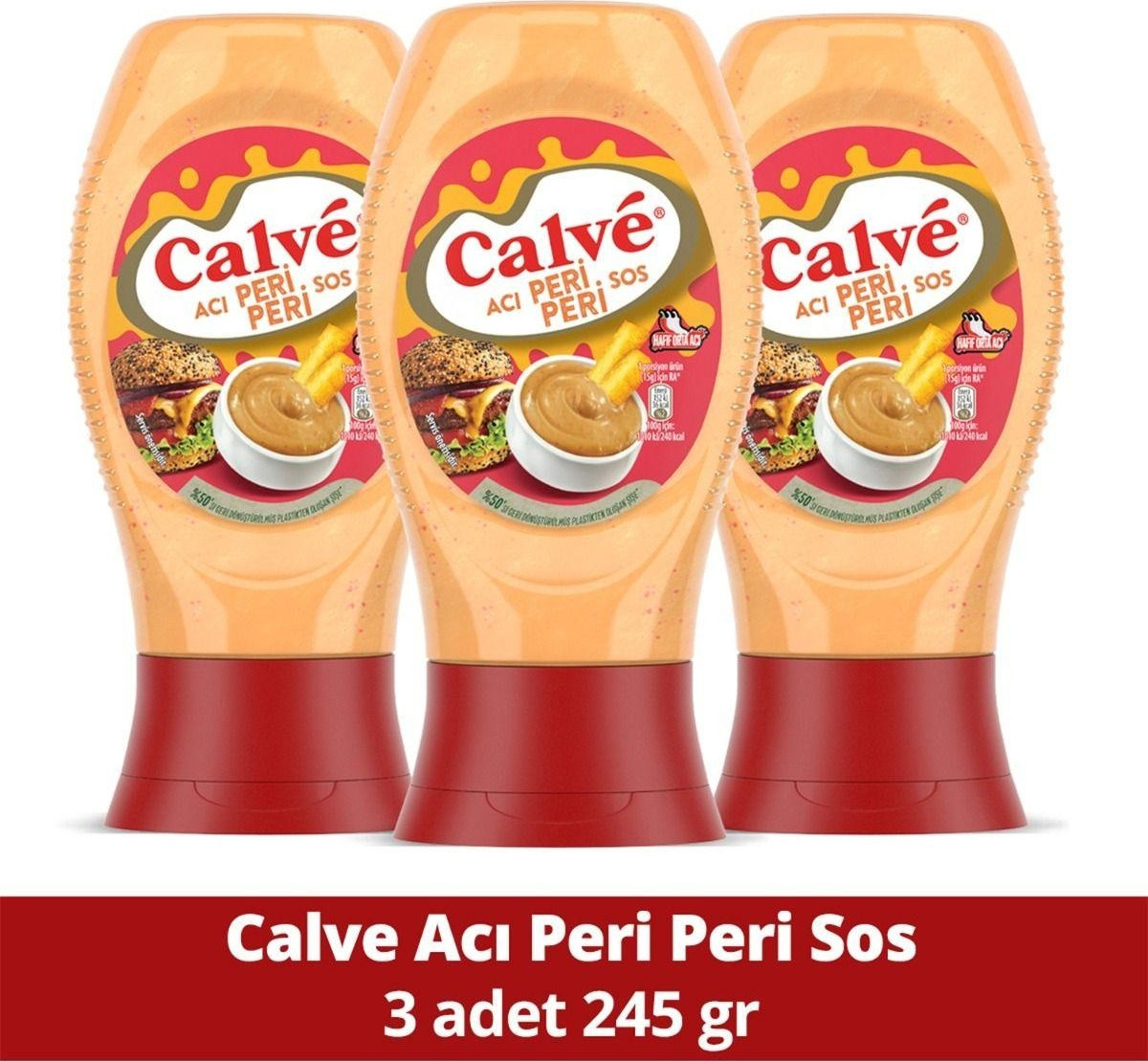 Calve Acı Sos Peri Peri Biberi 245 Gr X 3 Adet - idefix