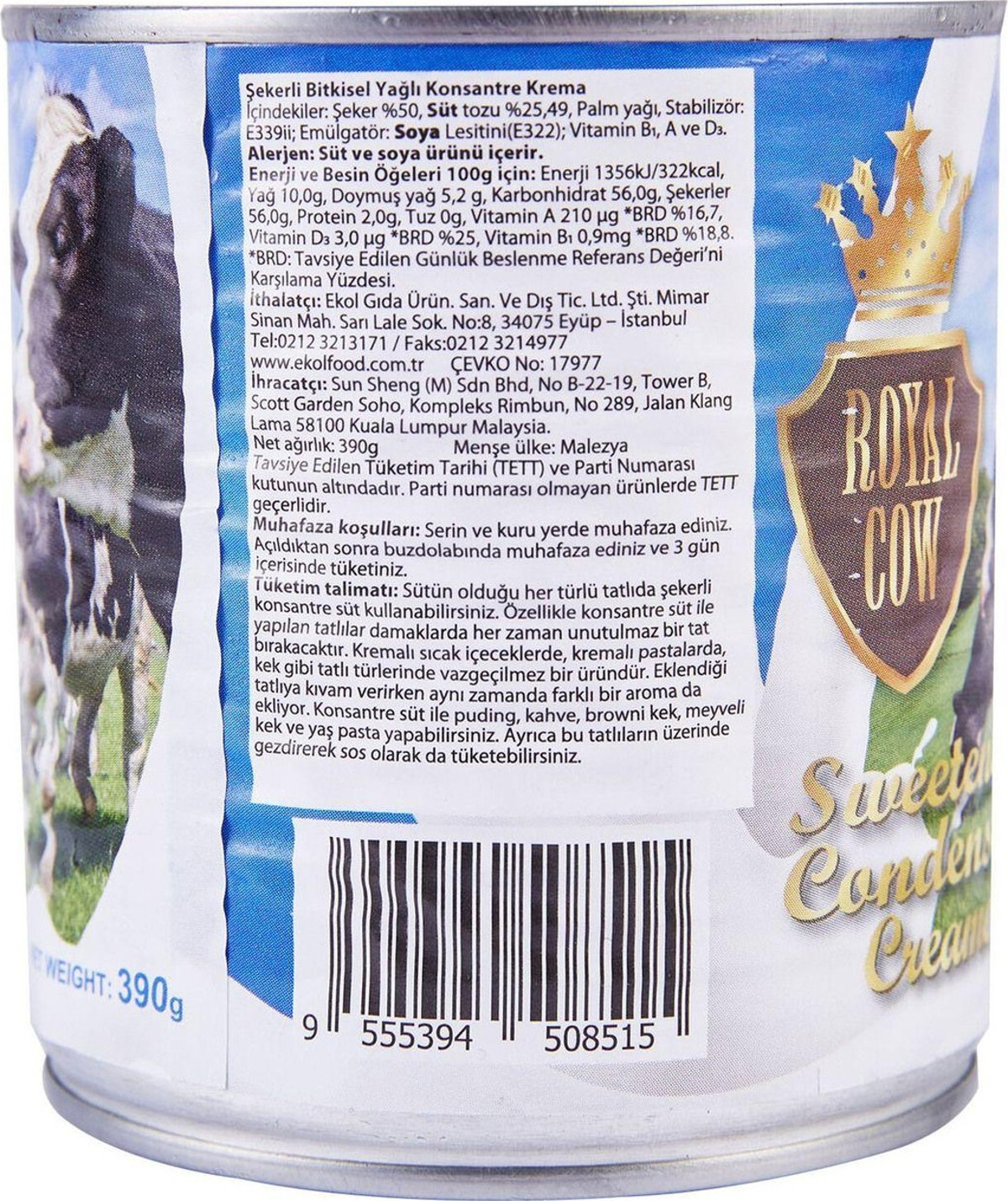 Royal Cow Condensed Milk 390Gr X2Adet - idefix