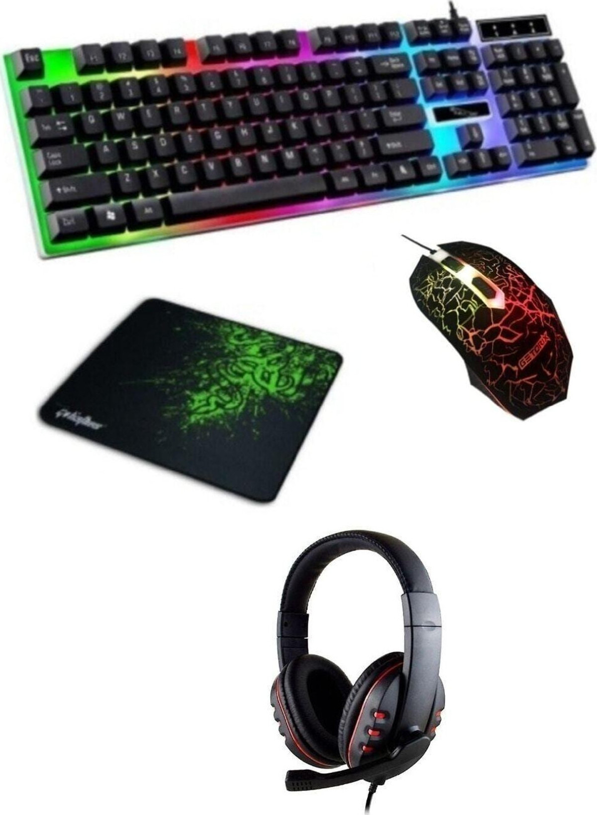 Getorix 4İn1 Rgb Klavye Mause + Kulaklık Gamer Oyuncu Seti - idefix