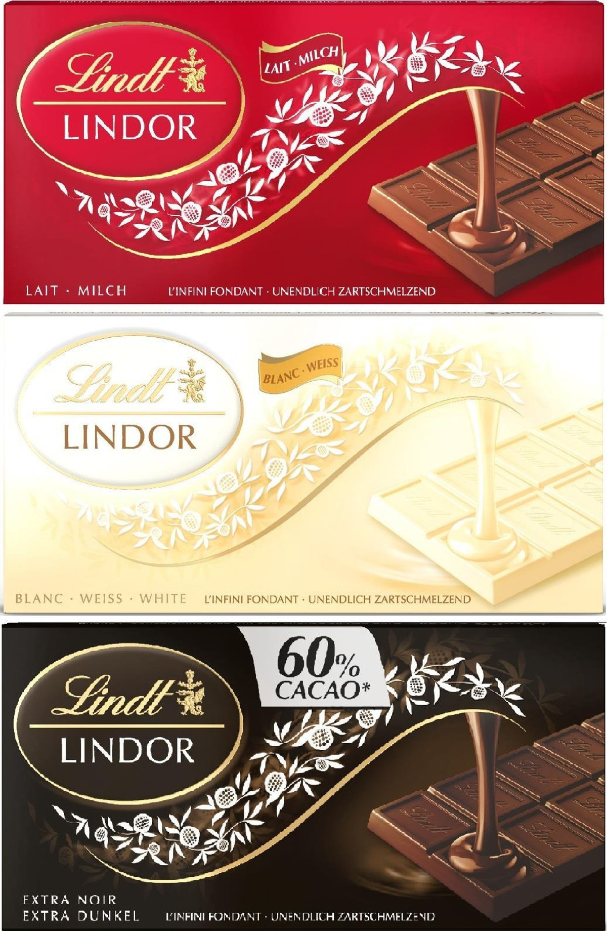 LINDT LINDOR SÜTLÜ TAB. ÇİKOLATA + BEYAZ TAB. ÇİKOLATA 100 G + %60 ...