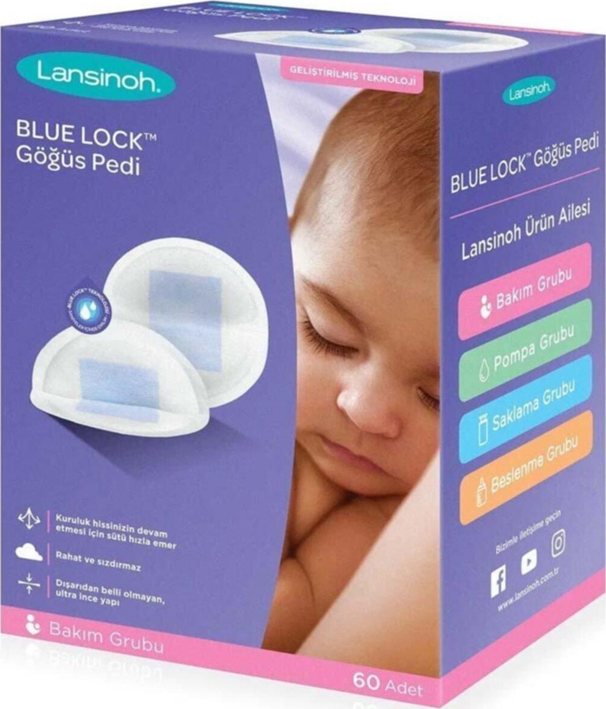 Lansinoh Blue Lock Göğüs Pedi 60'lı - idefix