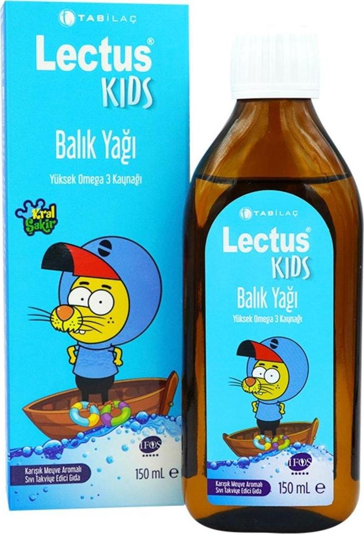 Tab İlaç Lectus Kids Kral Şakir Karışık Meyve Aromalı Balık Yağı 150 Ml ...