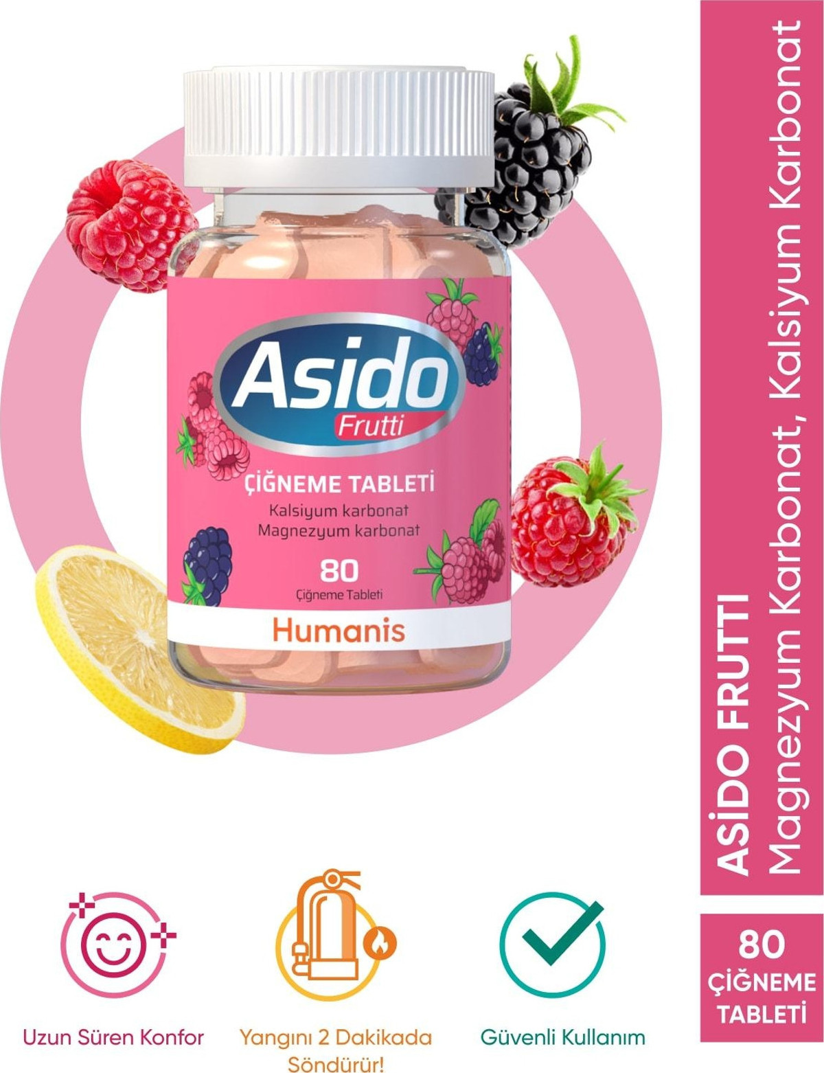 Asido Frutti 80 Çiğneme Tableti