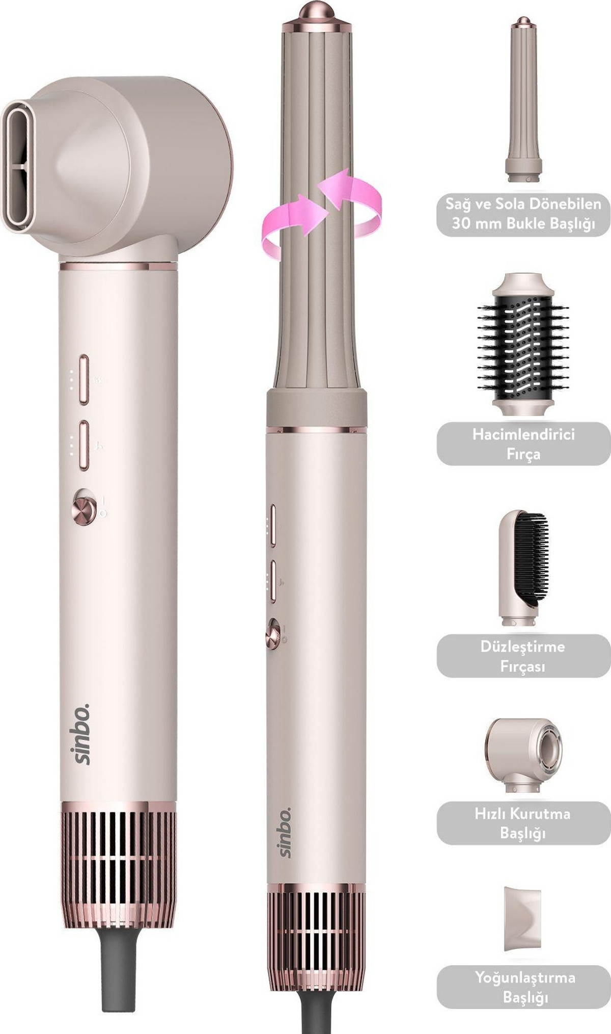 Sinbo Pro Compact Uzun Multi-styler Hava Üfleme 5in1 Saç Şekillendirici ...