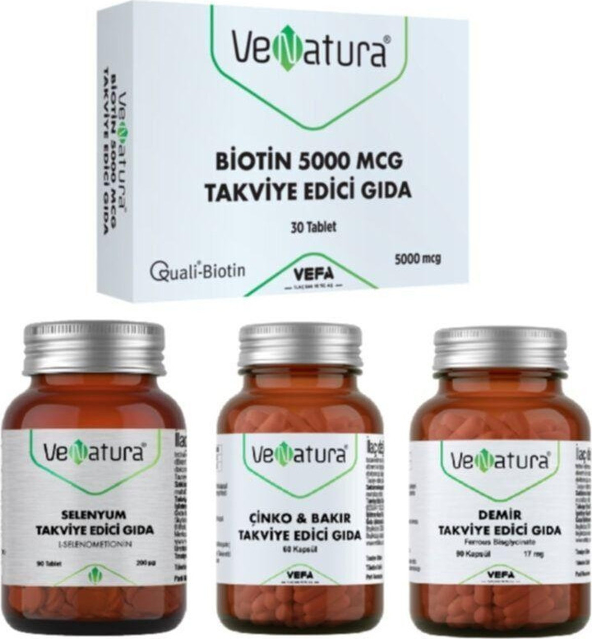 Venatura Selenyum Takviyesi 90 Tablet + Biotin 30 Tablet + Demir (17Mg ...