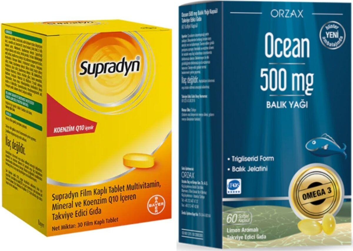 Supradyn Koenzim Q10 30 Tablet + Omega-3 Balık Yağı 500 Mg 60 Kapsül ...