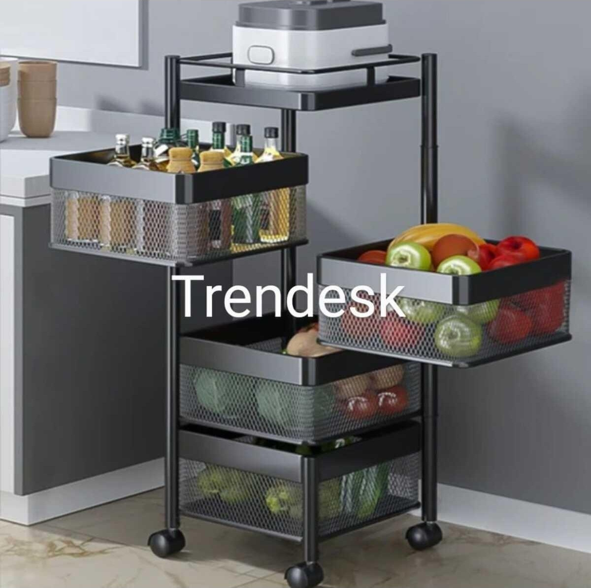 Trendesk 4 Katli Si̇Yah Metal Kare Modern Patates Soğan Sepeti̇ ...