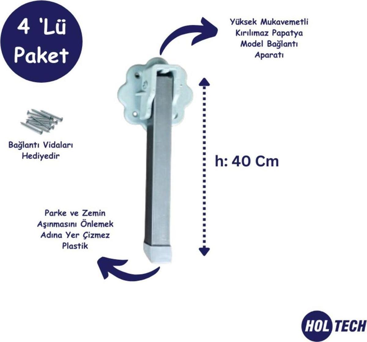 Holtech Katlanır Yer Sofrası Metal Ayağı, Sofra Ve Sini Altı Ayakları 4 Adet 40 Cm - idefix