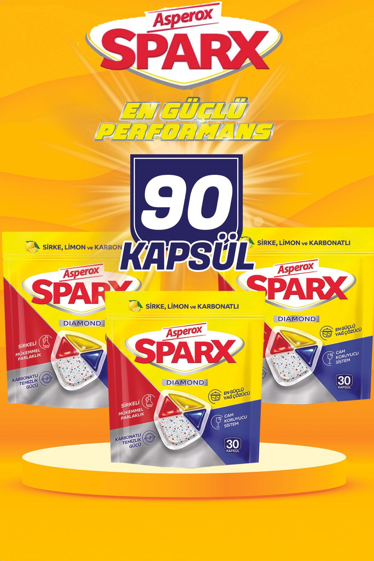 Asperox Sparx 90'Lı Bulaşık Makinesi Kapsülü - Bulaşık Makinesi Deterjanı