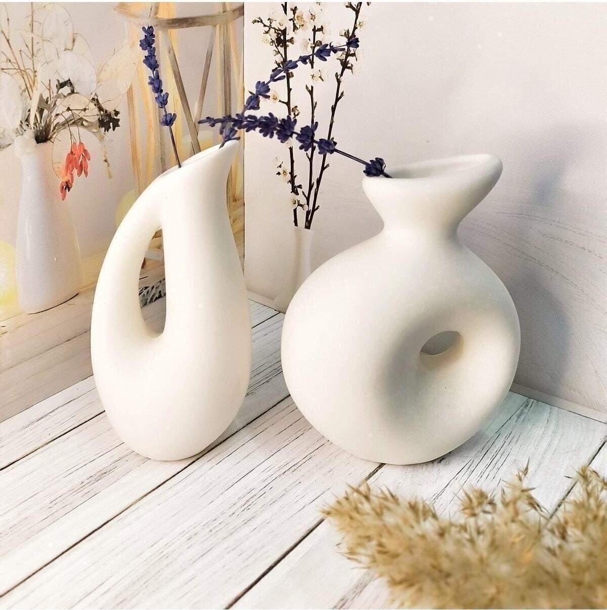 Havalı Tasarım Delta Ve Badem Vazo 2'Li Set - idefix