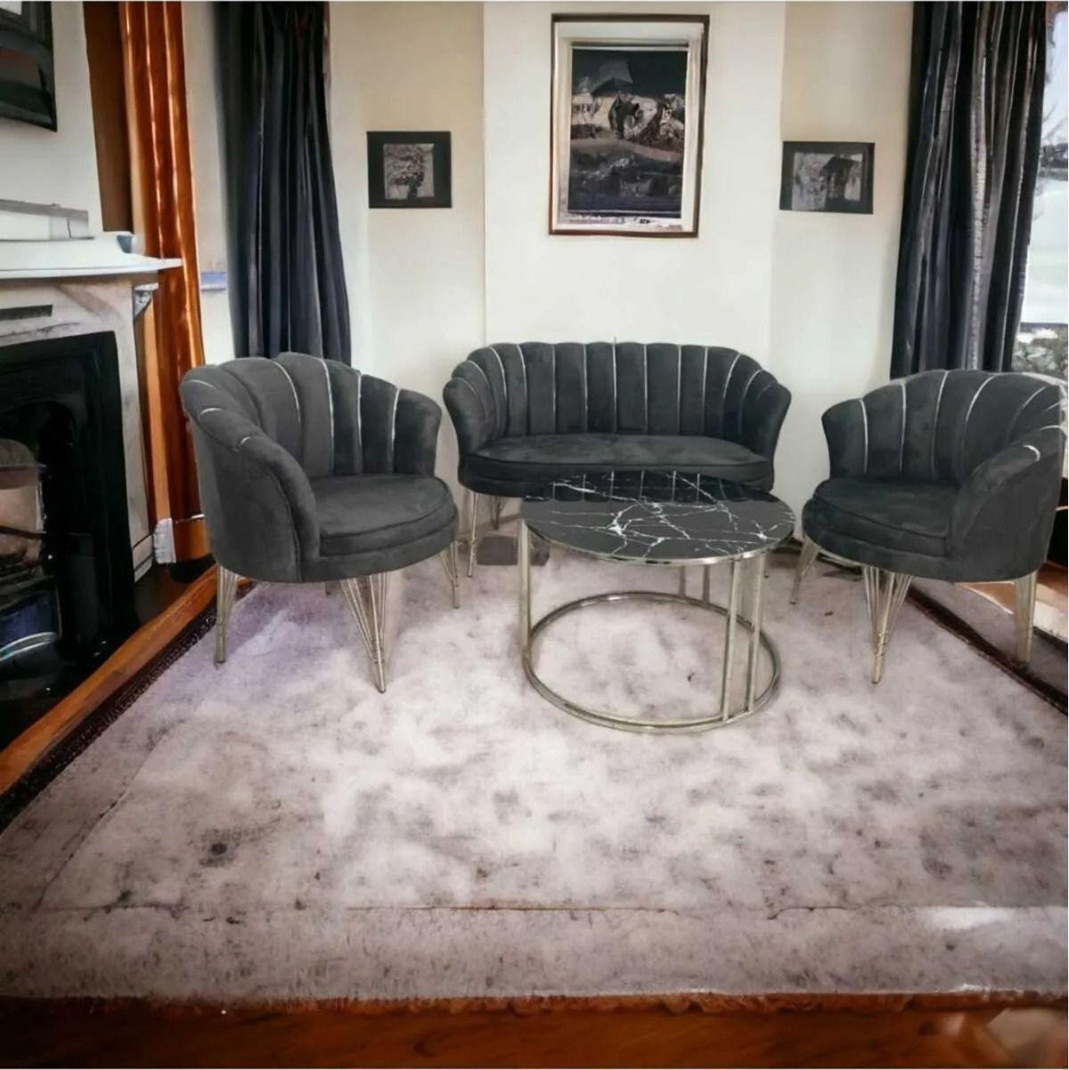 Garden House Gri Metal Ayaklı Papatya/İ?Stiridye Baby Face Kumaş Çay ...