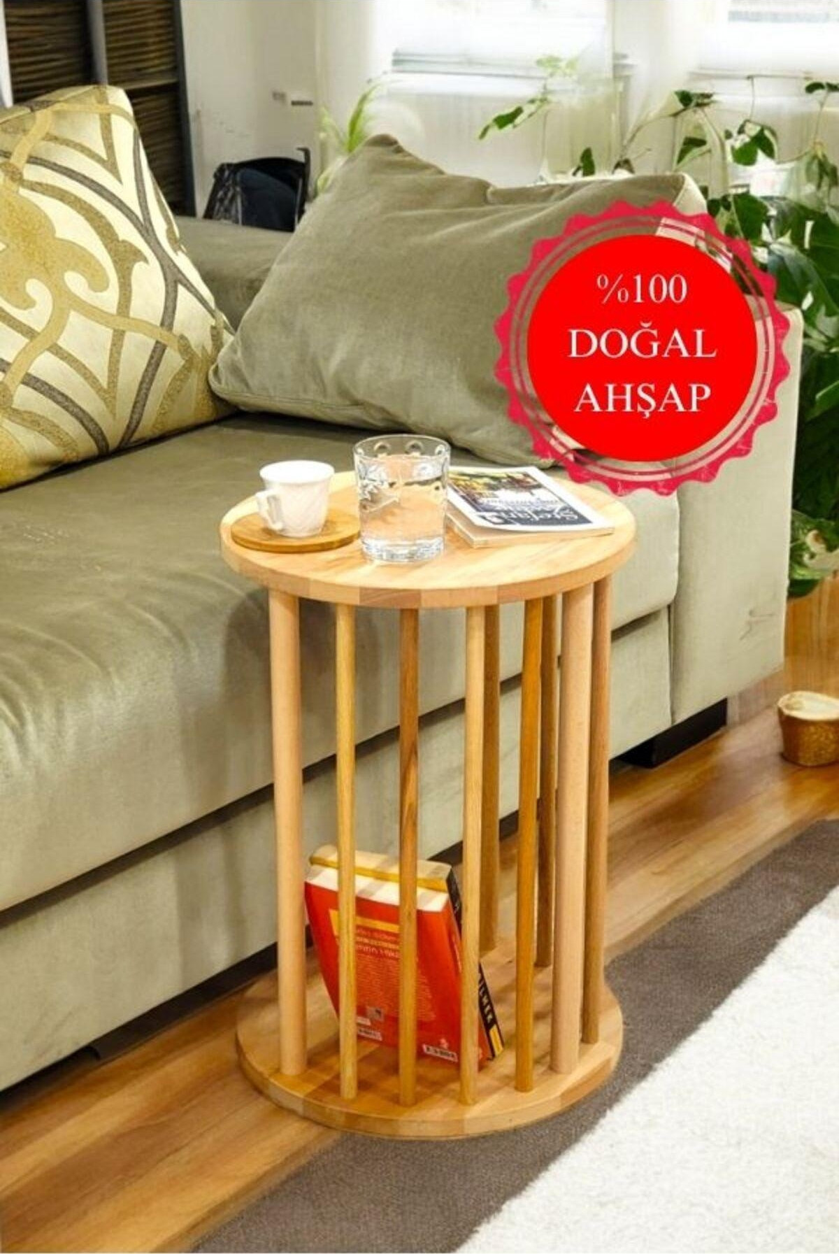 Peka Lüx Naturel Ahşap C Sehpa Koltuk Sehpası Yan Sehpa Zigon Sehpa ...