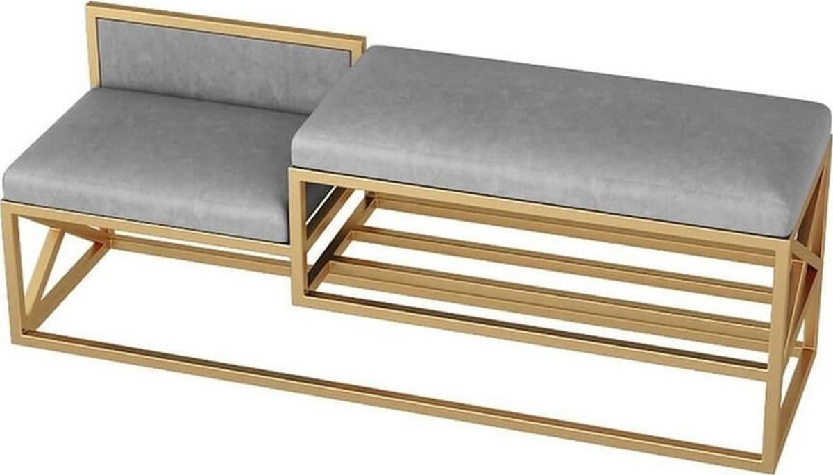 Hitit Dekorasyon Lulu Gold Metal Gri Benç Ayakkabılık - idefix