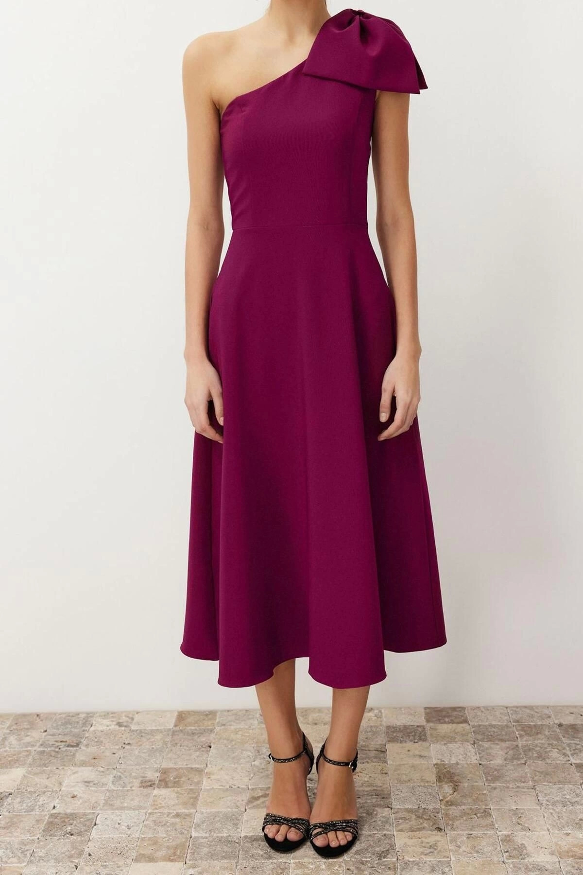 Moda Fit Düğün Nikah Finike Dokuma Asimetrik Yaka Kolsuz Kol Skater ...