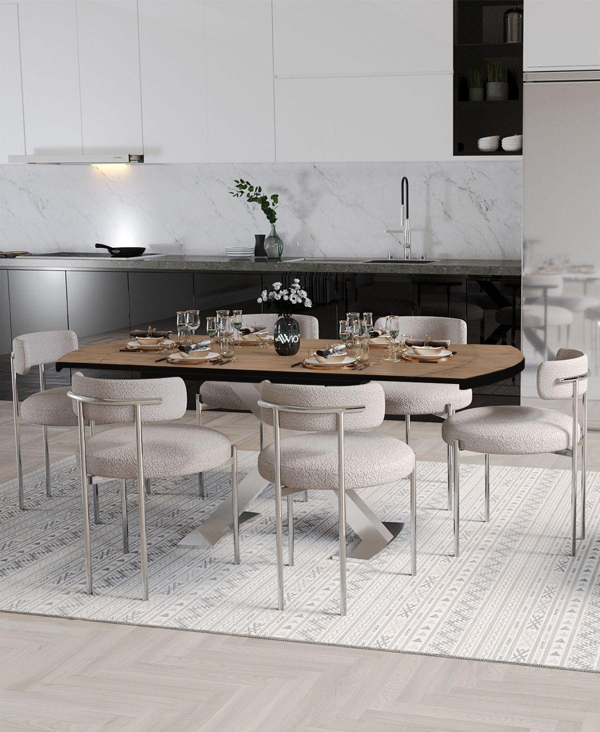 Avvio Wella Lak Panel Açılır Yemek Masası Mutfak Masası 6 Kişilik Masa ...