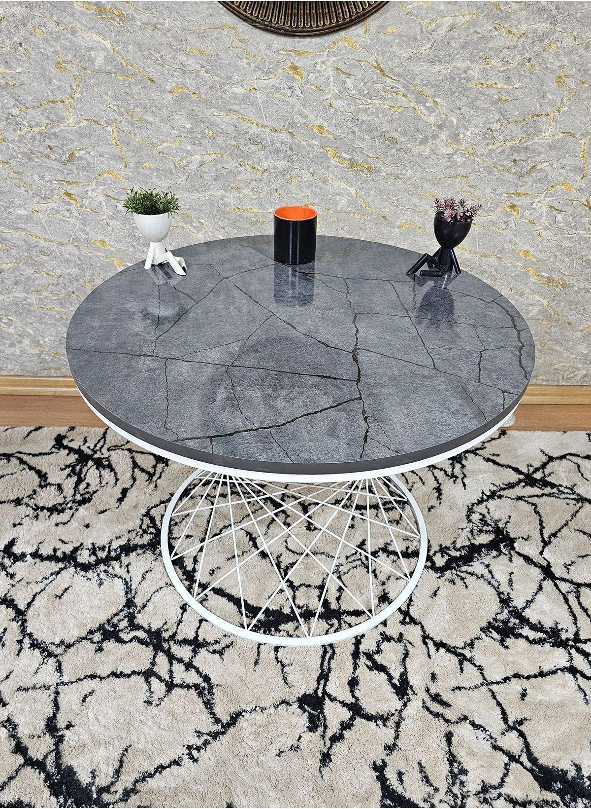 Beyaz Fırınlı Statik Boya Aris Gri Suntalem Tabla Pota Orta Sehpa ...