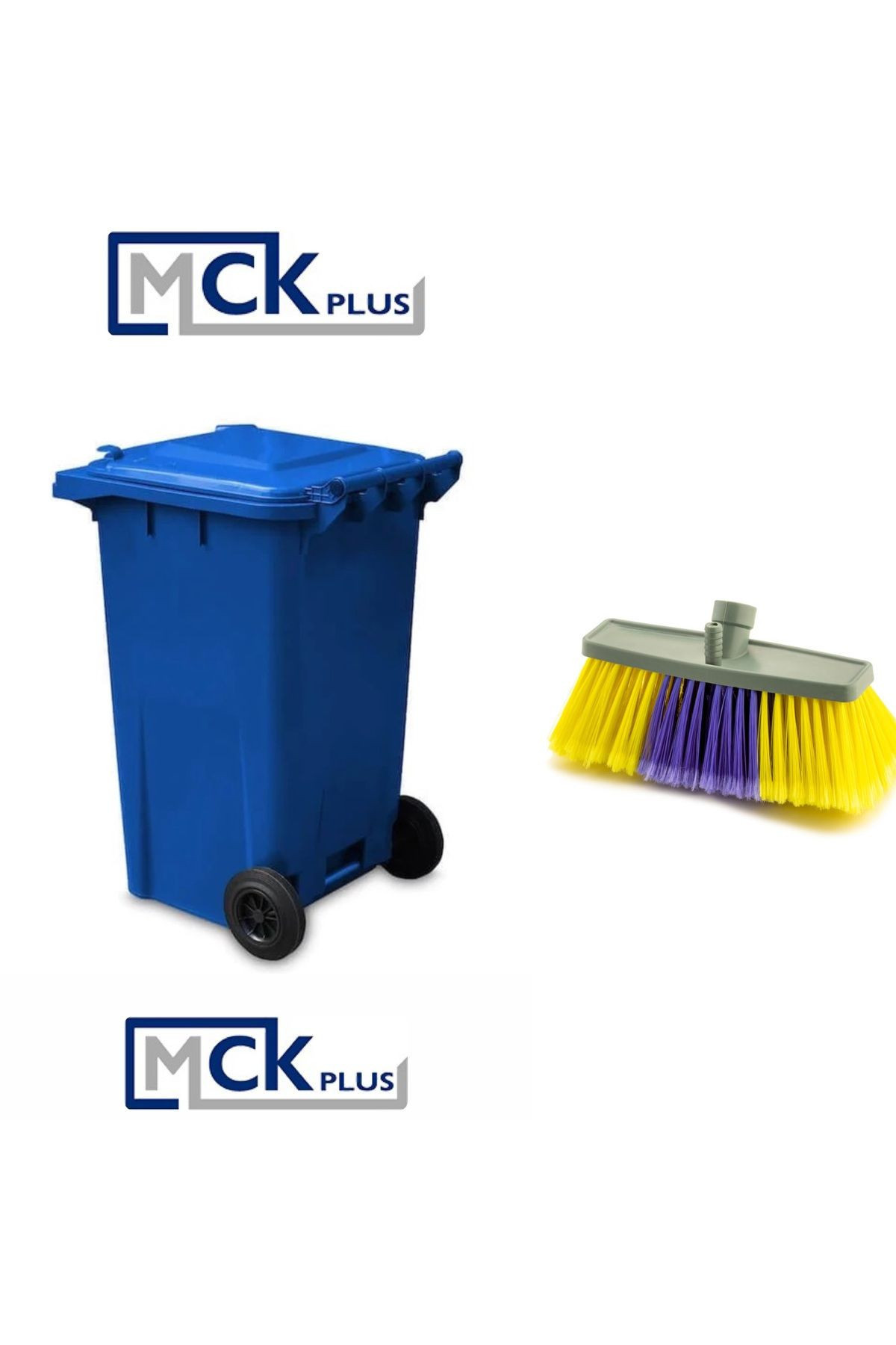 Mck Plus Fırçalı Mavi Plastik Çöp Konteyneri Takımı 240 Litre Konteyner ...