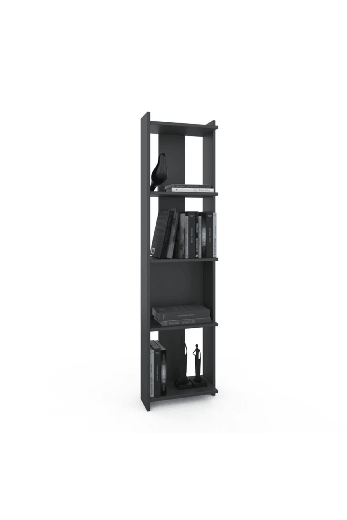 Anzera Nova Kitaplık - Raflı Antrasit - idefix