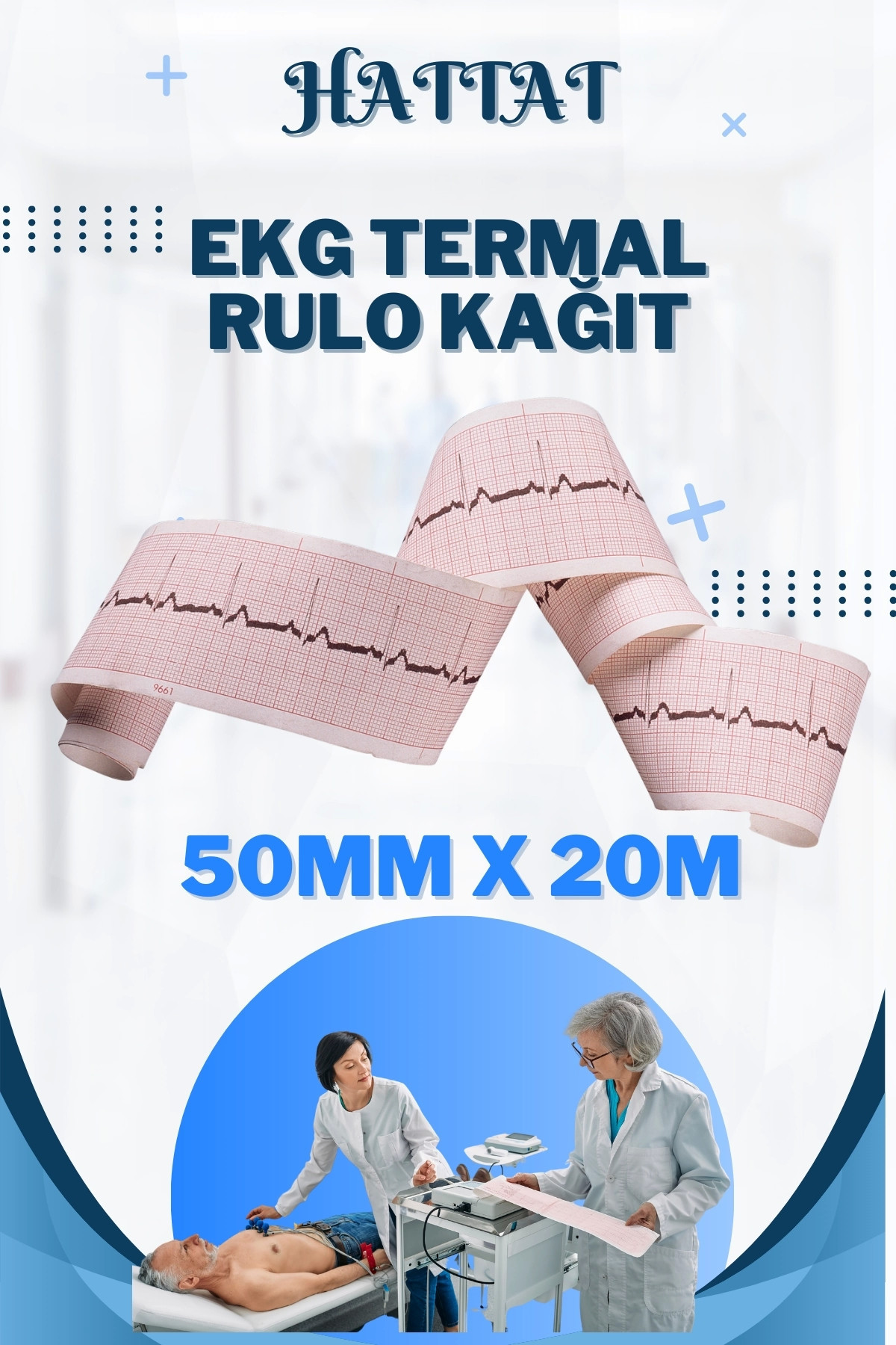 50 Adet Rulo Ekg Ecg 50mmx20metre Tam Metrajlı Yüksek Kaliteli Hassas Karelajlı Rulo Termal ...