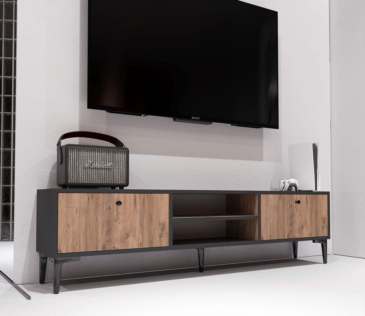 Antec Design ASSYA KAPAKLI TV SEHPASI,ÜNİTESİ ANTRASİT-ÇAM - idefix