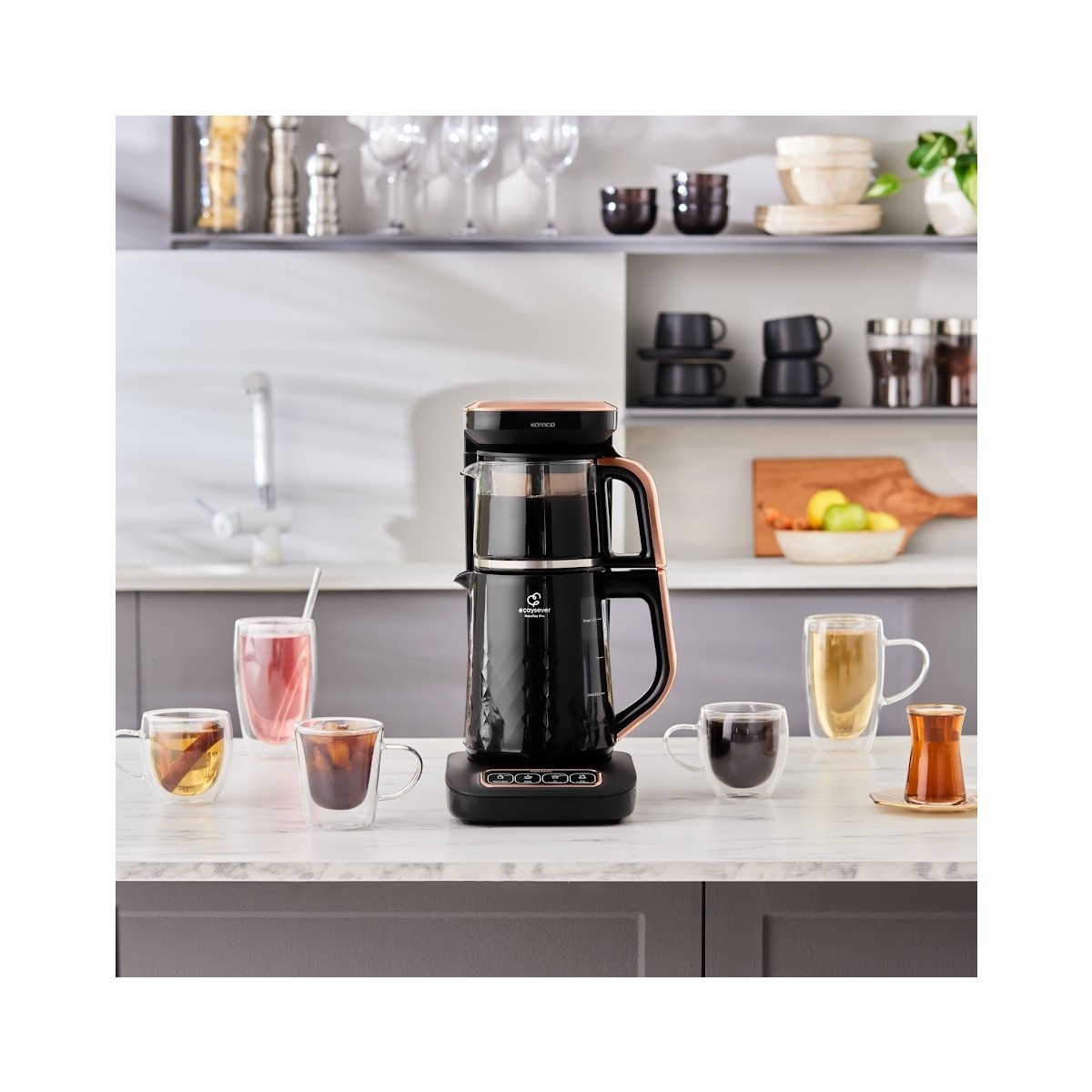 Karaca Robotea Pro Quartz 4 in 1 Konuşan Çay Makinesi Black Copper - idefix