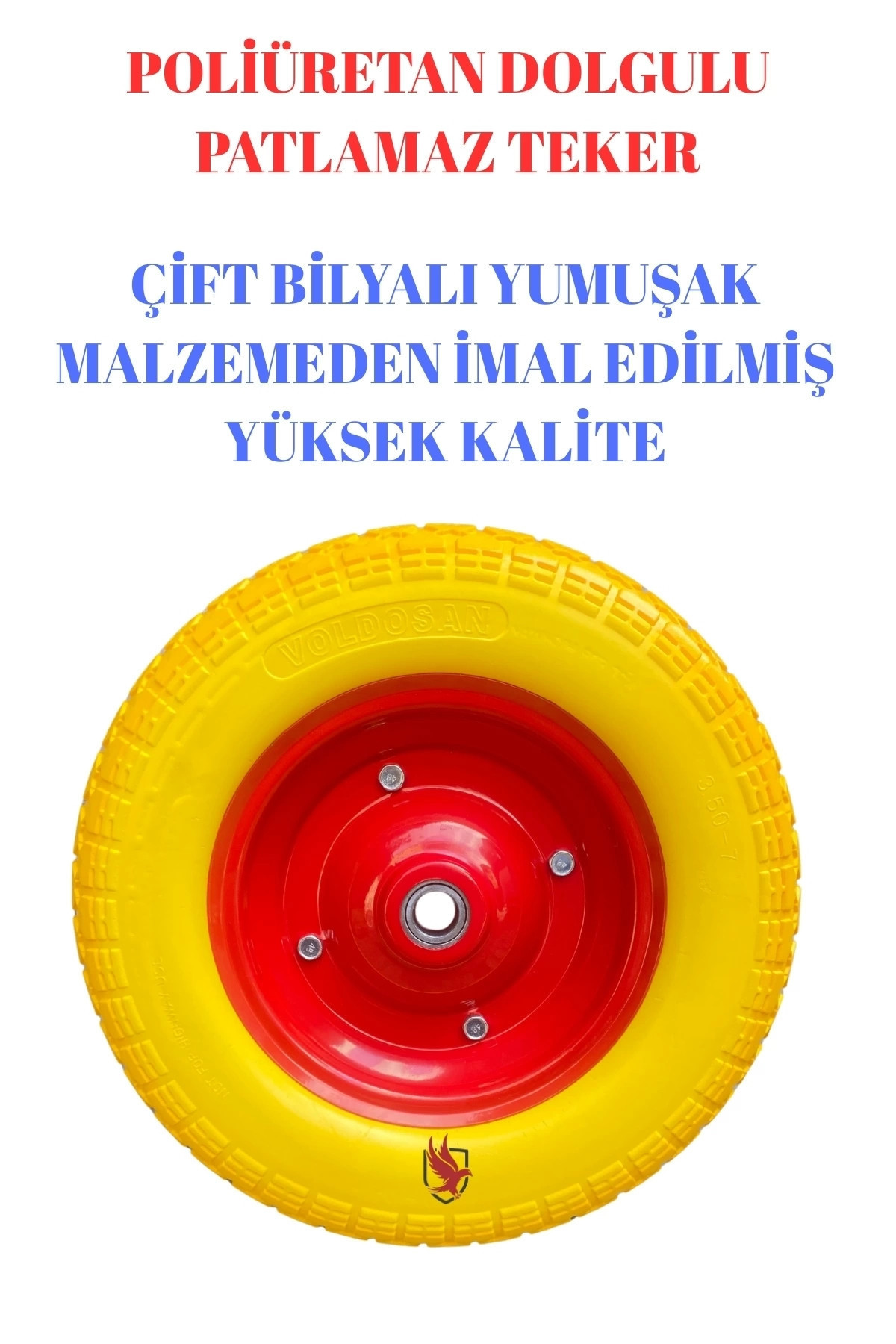 Adige Çift Bilyalı Patlamayan Yumuşak Dolgulu El Arabası Tekeri - idefix