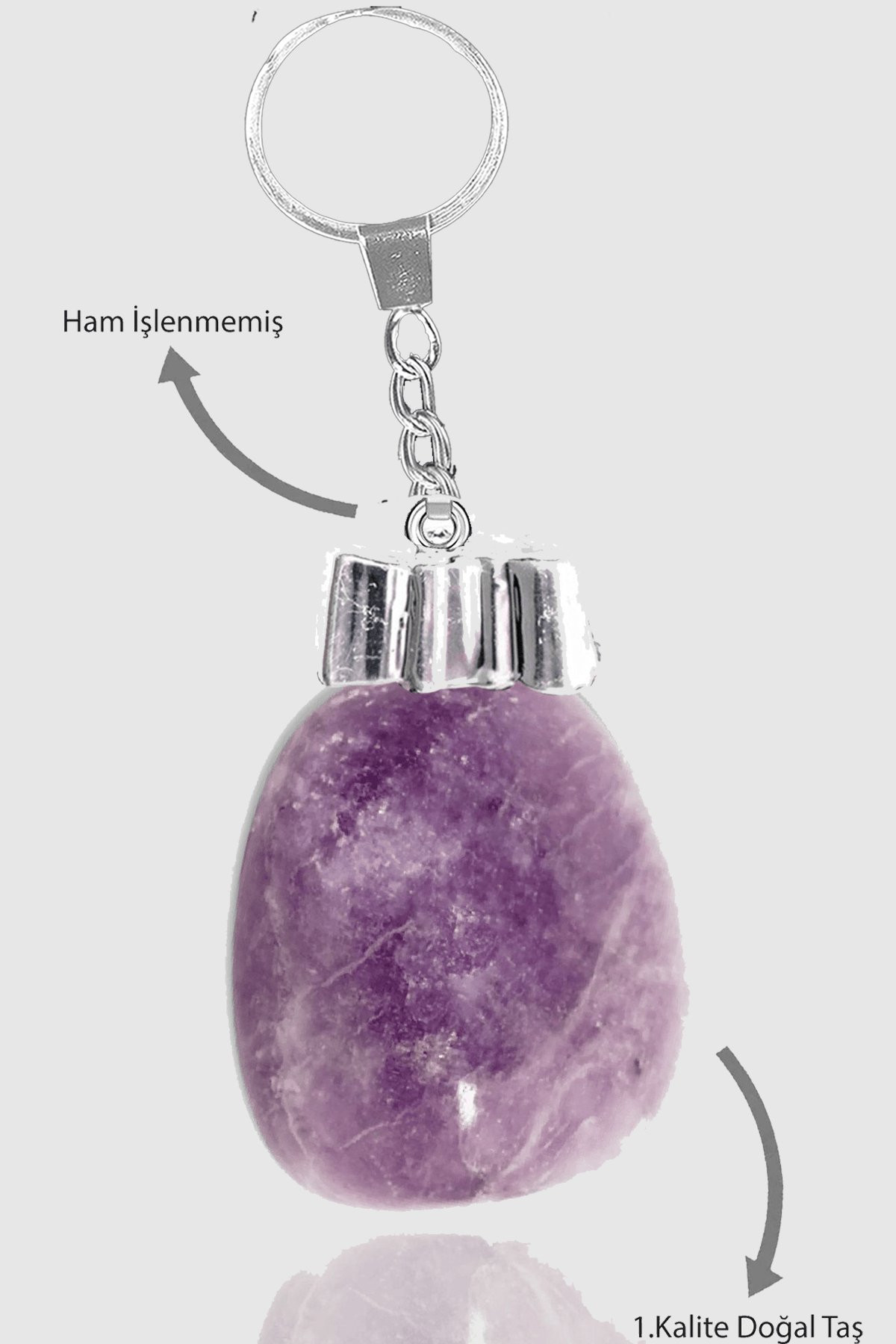 Sertifikalı Ham Model Lepidolit Taşı Doğal Taş Anahtarlık (Peygamber ...