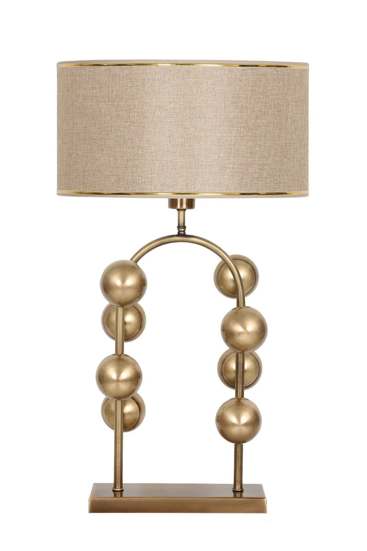 Vinner Cabil Eskitme Kaplama Tasarım Paslanmaz Metal Abajur - Gold Şeritli Hasır A Kahve - idefix