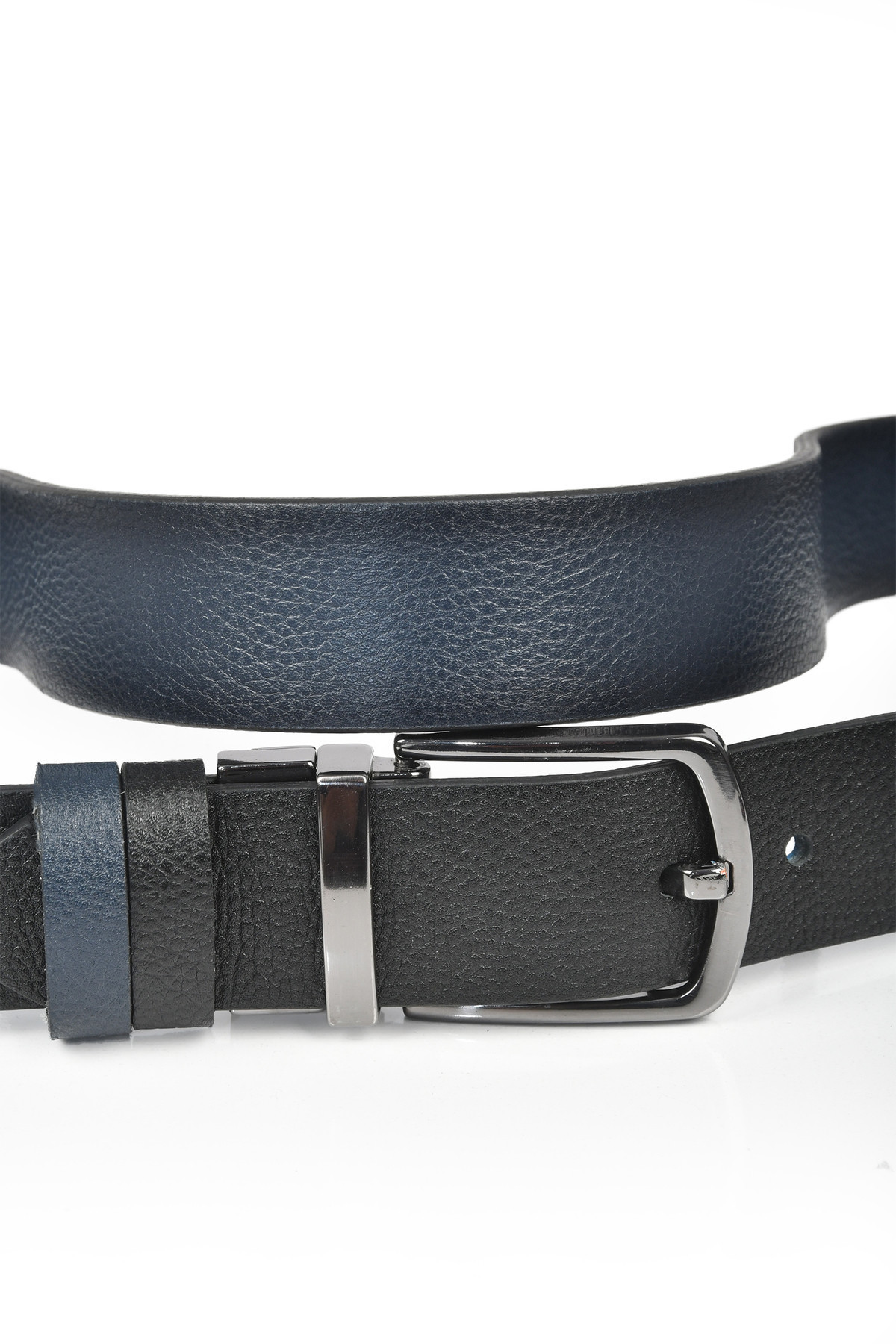 DeepSEA Erkek Siyah-Lacivert Çift Taraflı Hakiki Deri Spor Kemer Dönen ...