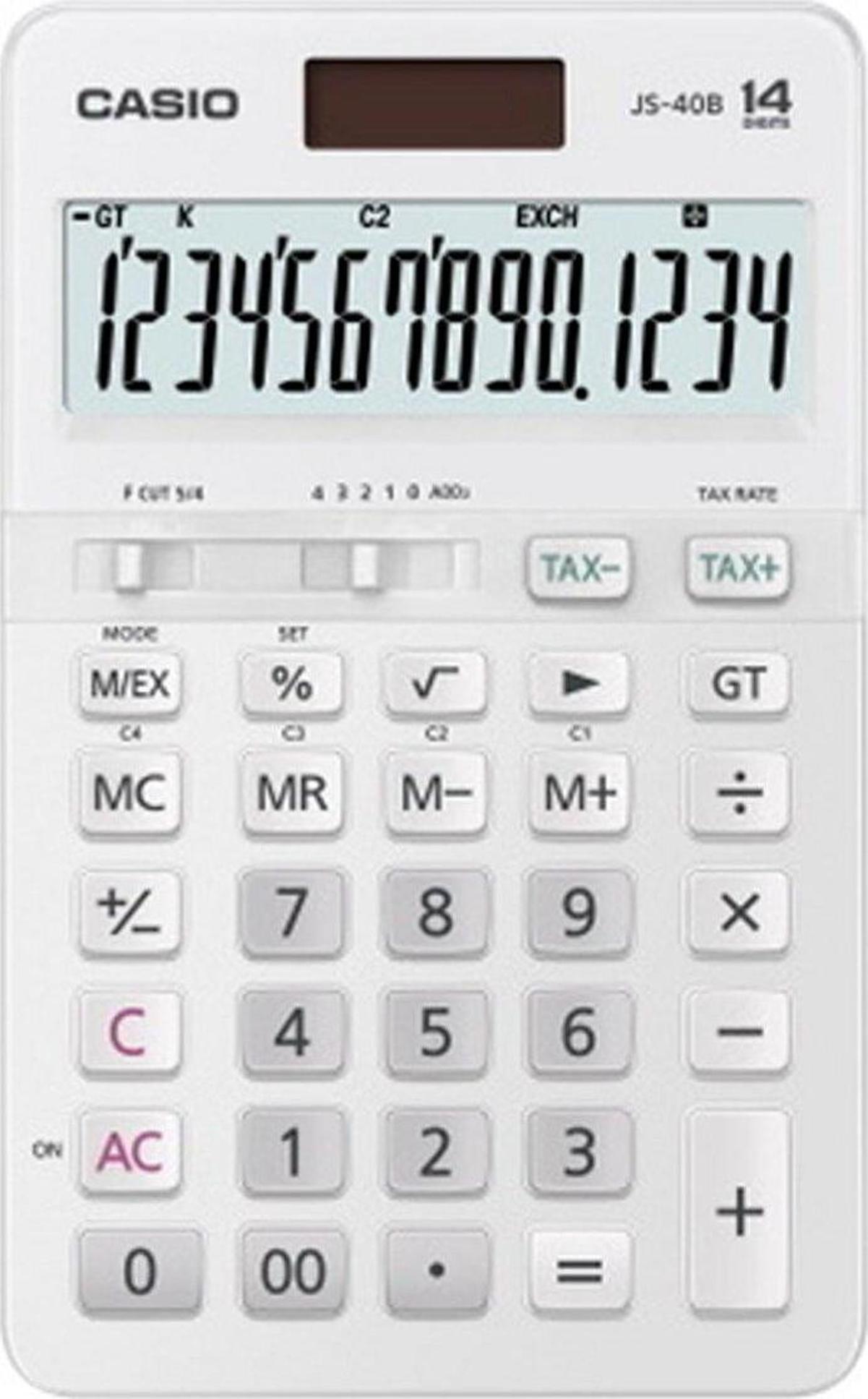 Casio Js-40B-We Beyaz Profesyonel 14 Hane Masa Üstü Hesap Makinesi - idefix