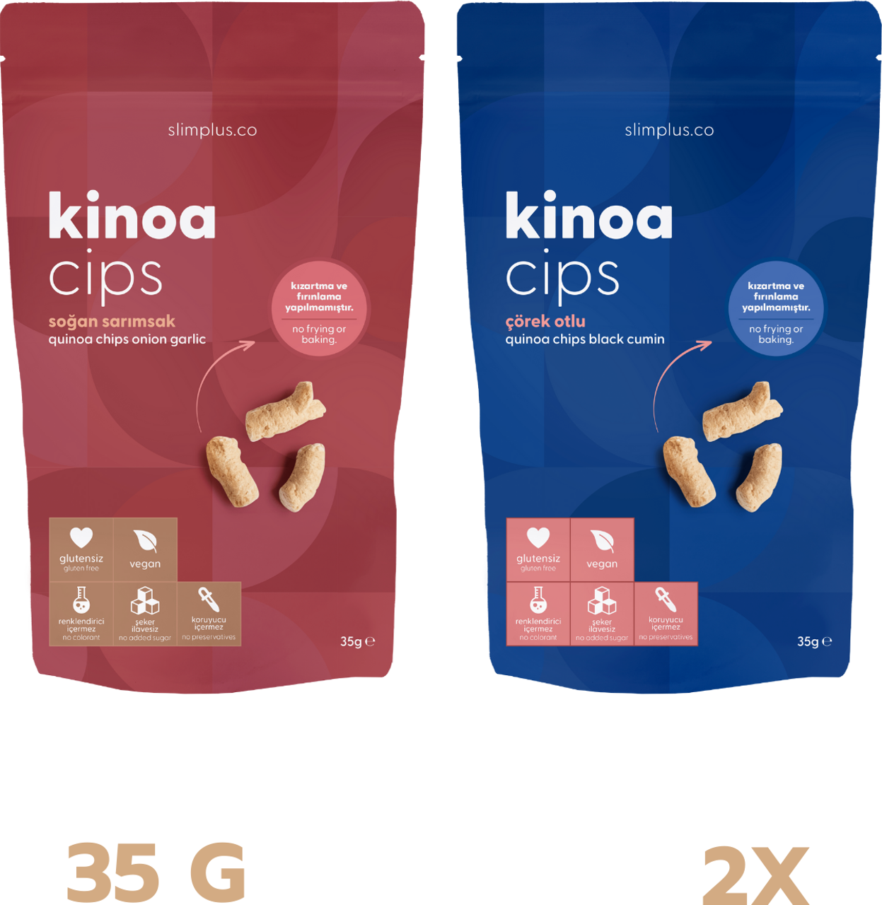 2 Paket 35G Glutensiz Vegan Yağsız Kinoa Cips Mix Paket - idefix