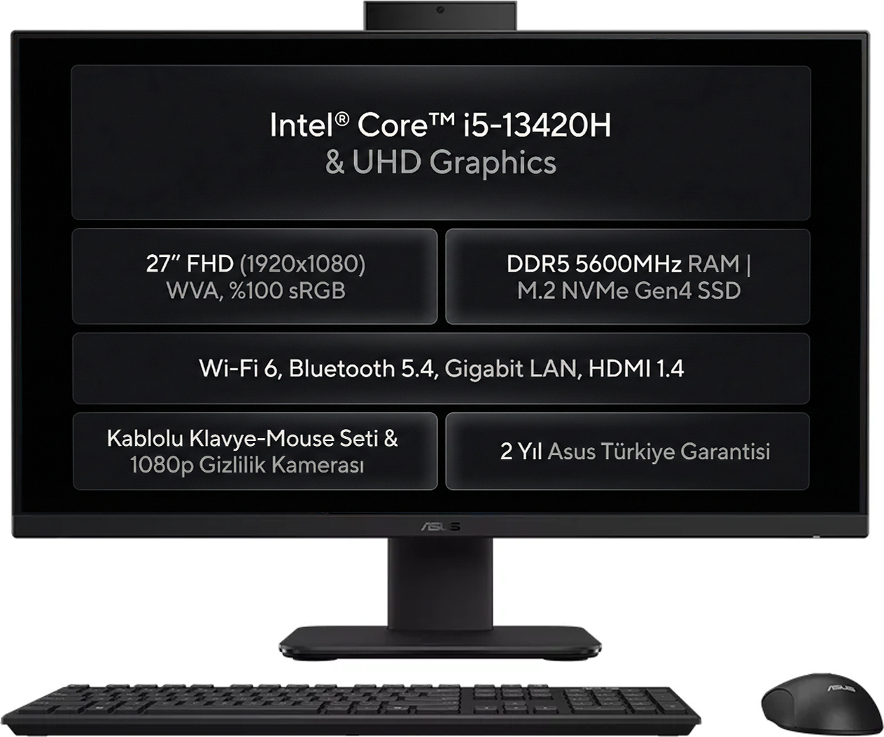 Asus V470 Intel Core i5-13420H 32GB 512GB SSD 27"FHD W11P All In One Pc ...