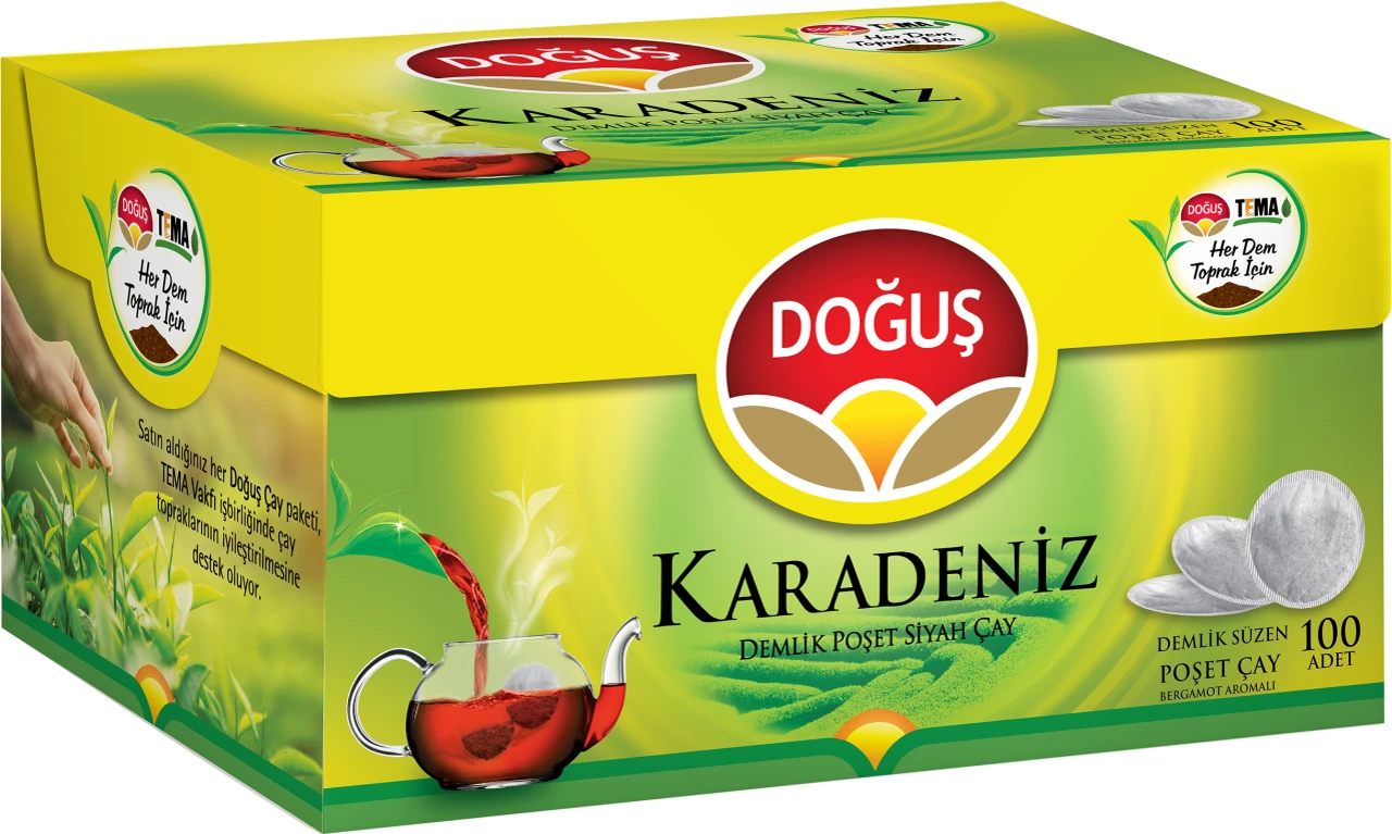 DOĞUŞ ÇAY KARADENİZ DEMLİK POŞET BERGAMOT AROMALI 100X3.2gr - idefix