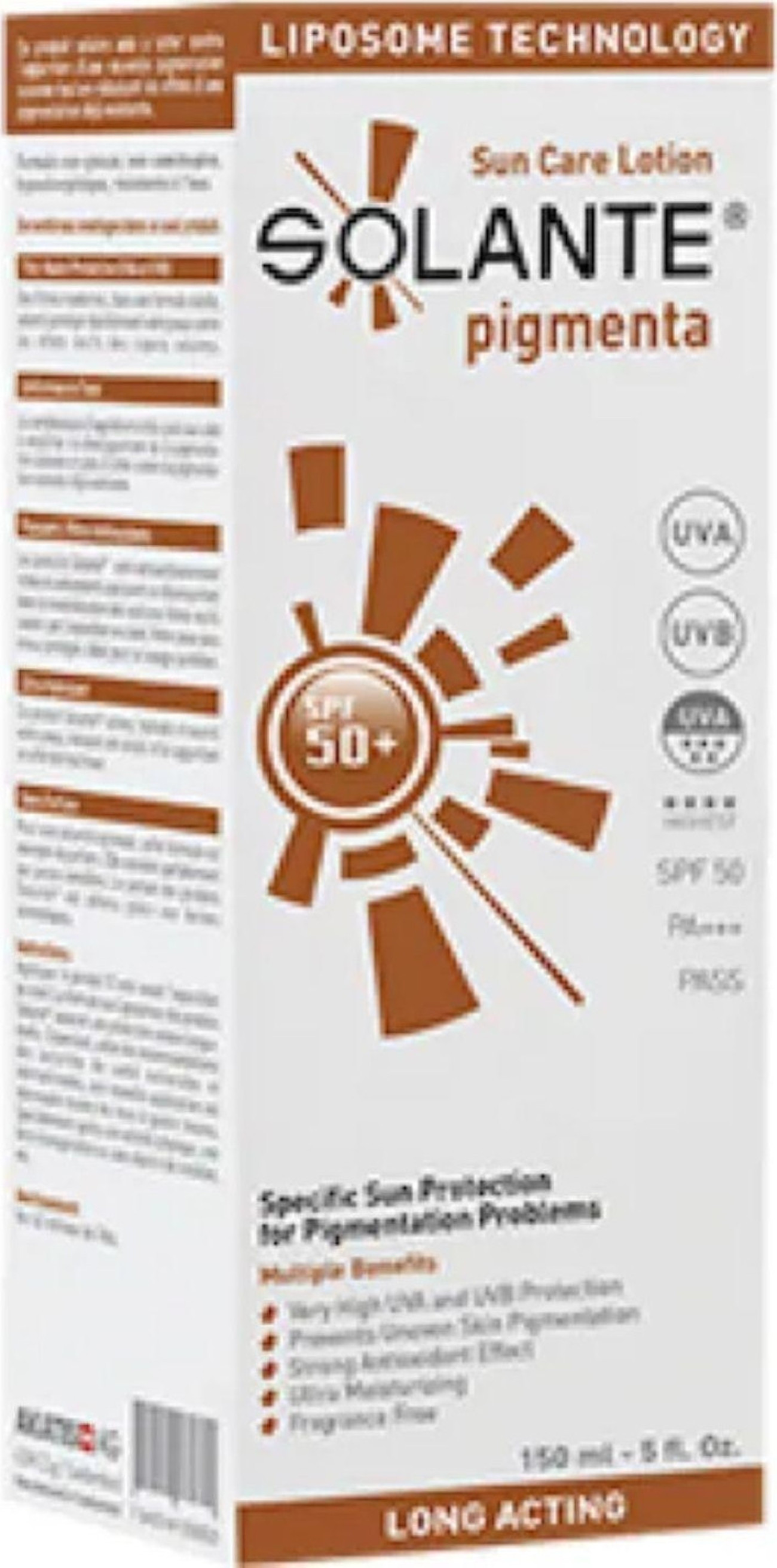 Solante Pigmenta Lekeli Ciltler için 150 ml 50 Faktör Güneş Losyonu