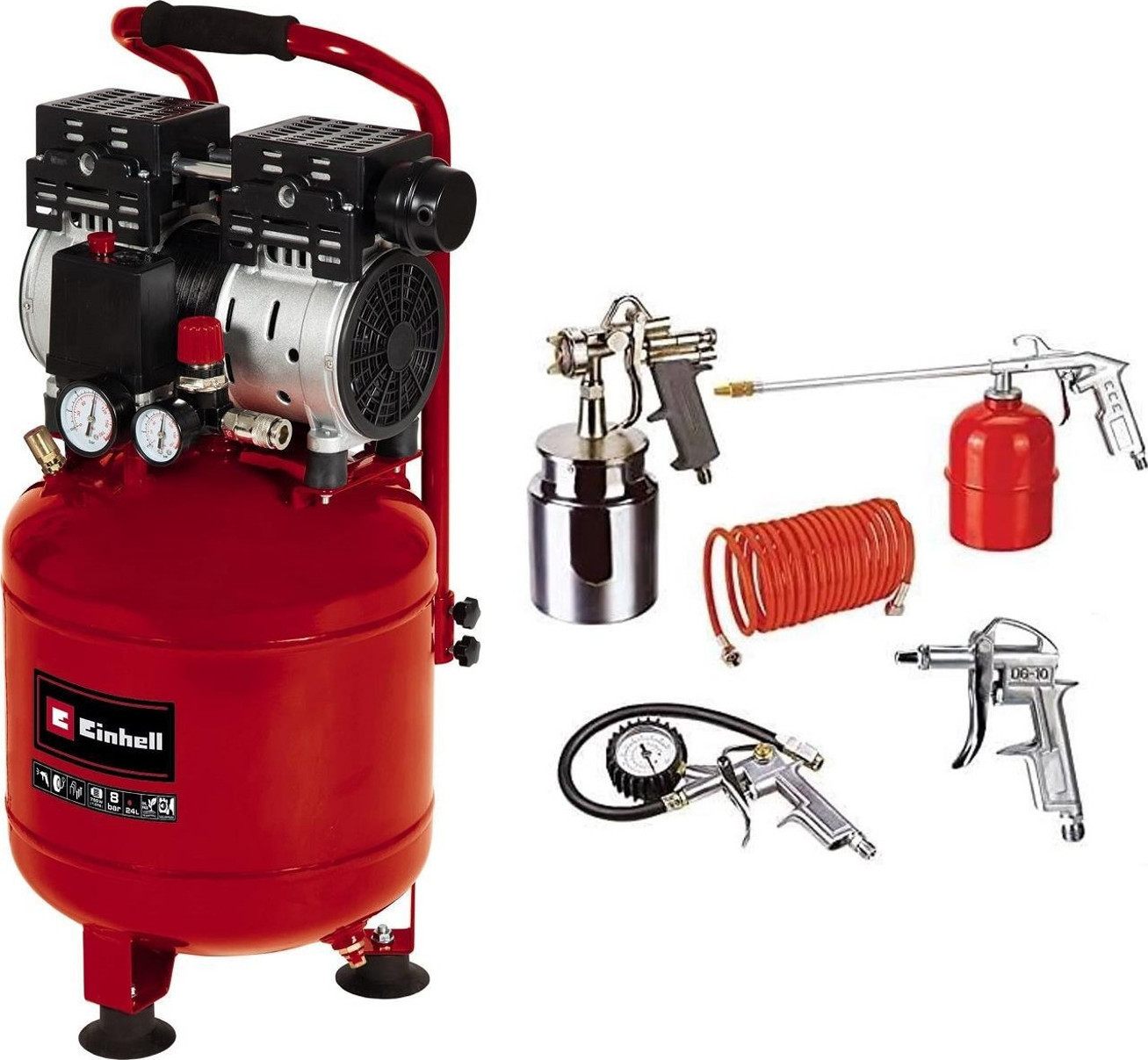 Einhell TE-AC 24 Silent Sessiz Hava Kompresorü + 5'li Set - idefix